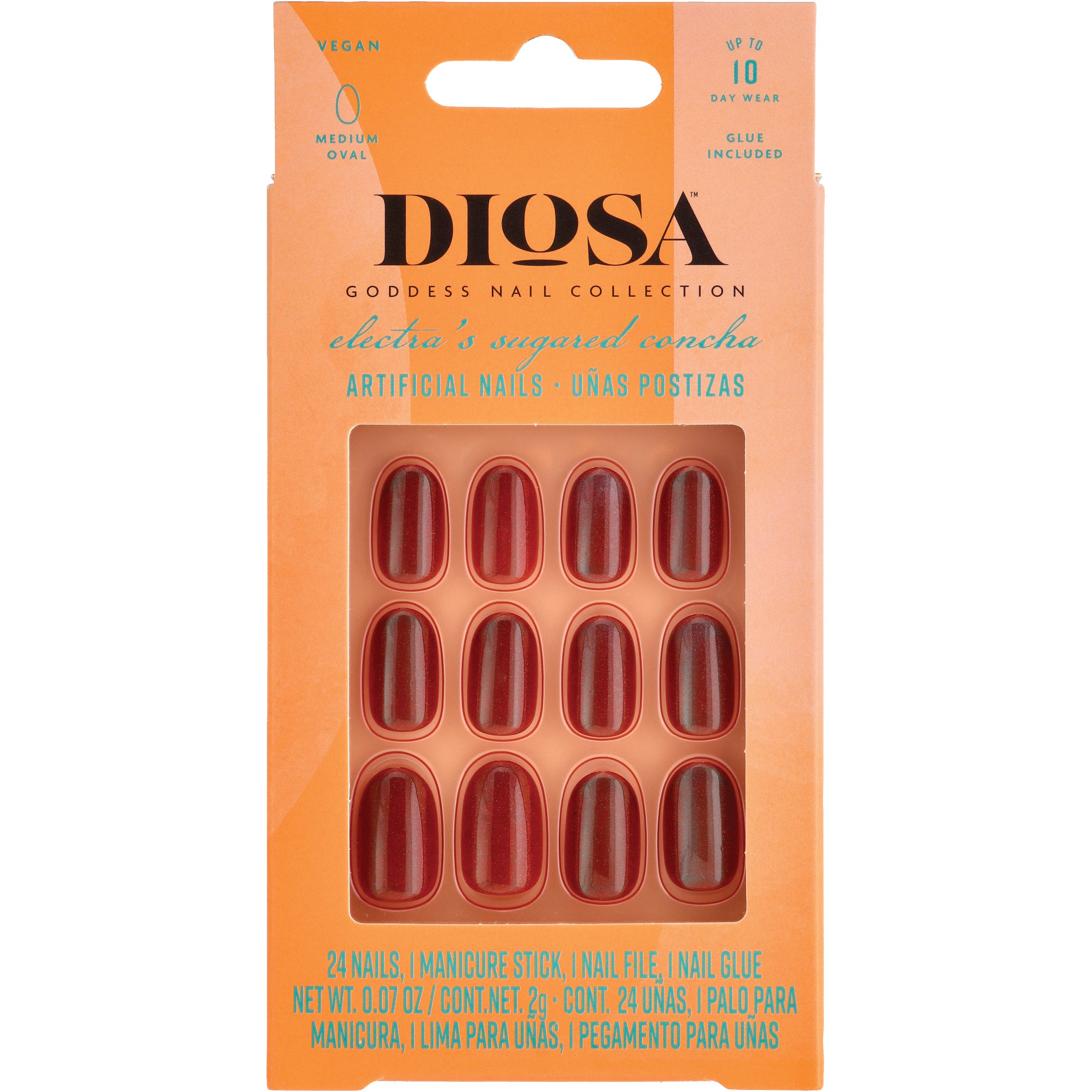 Diosa Electra's Sugared Concha Artificial Nails - Red Glitter - Shop ...