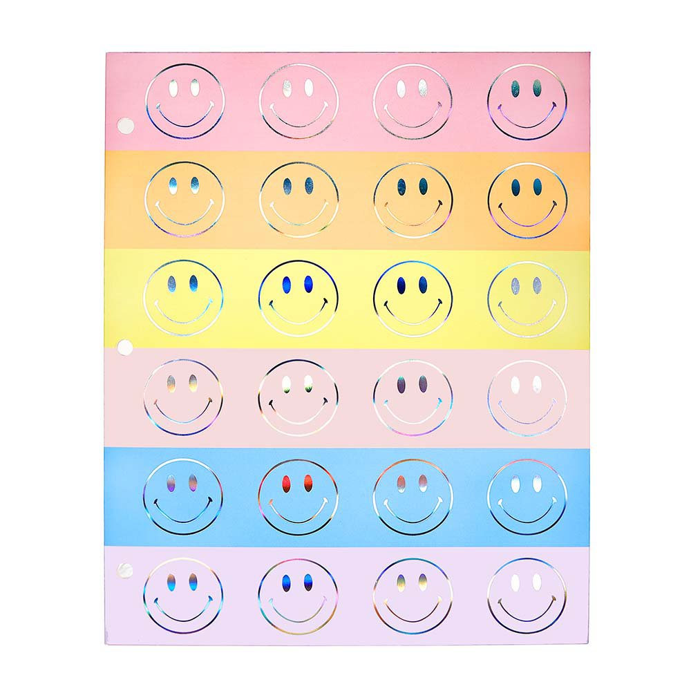 Eccolo Smiley Face 2 Pocket Laminated Portfolio - Shop Folders at H-E-B