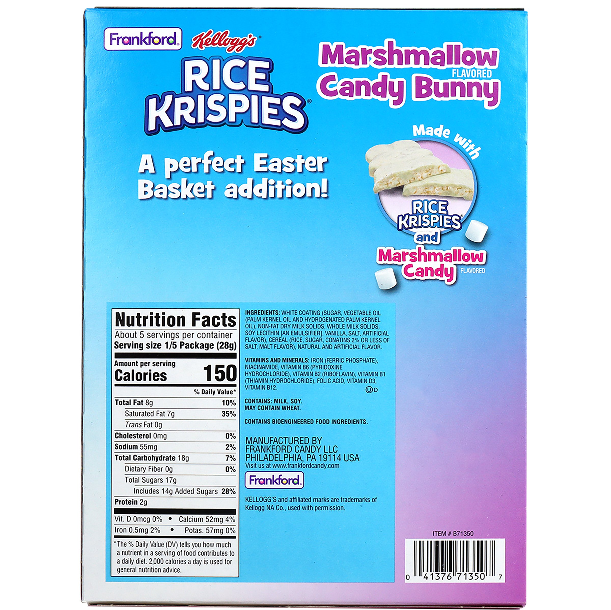 Frankford Kellogg's Rice Krispies & Marshmallow Easter Candy Bunny ...