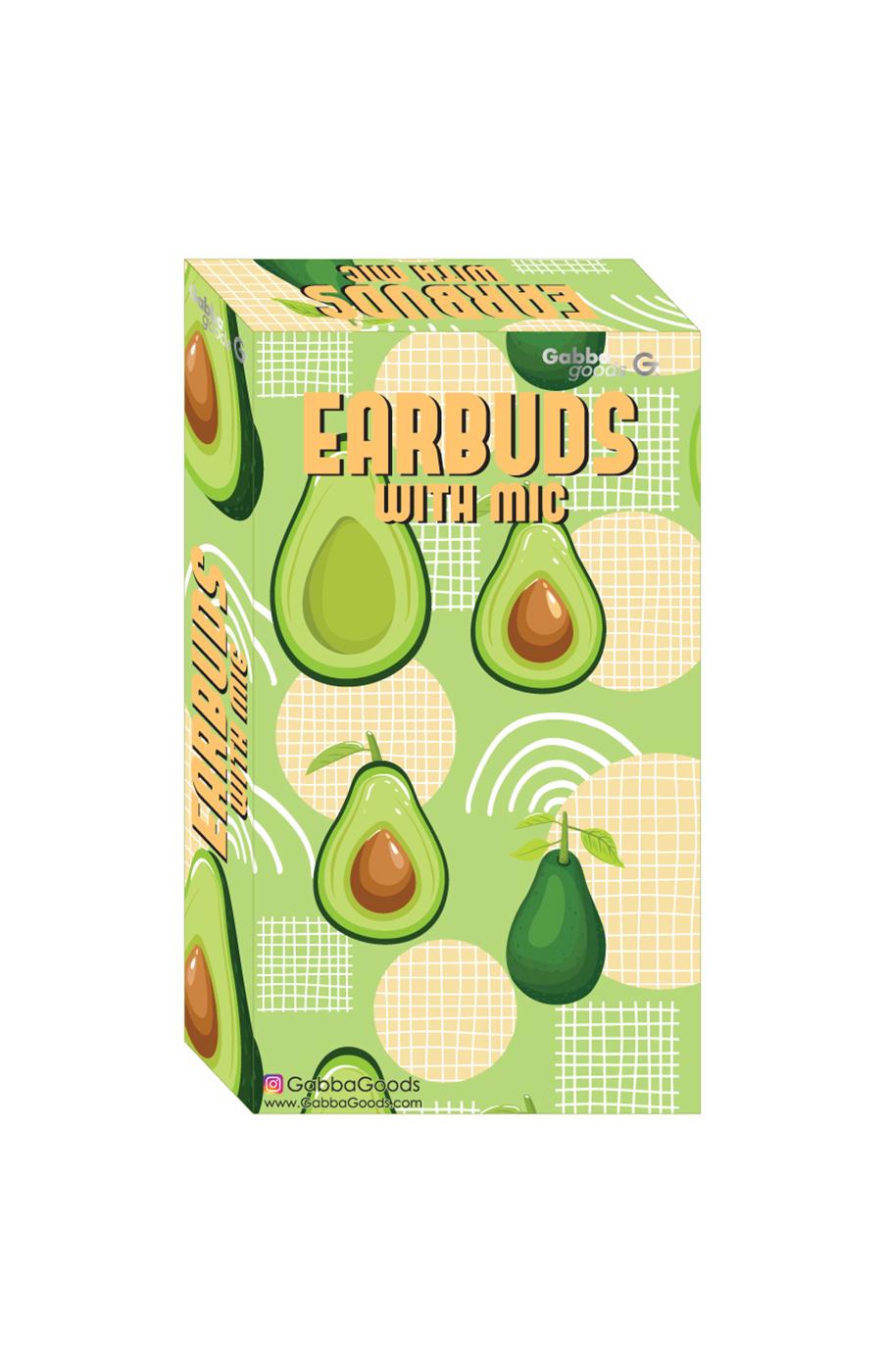 GabbaGoods Avocado Shape Wired Earbuds with Mic & Carrying Case - Shop ...