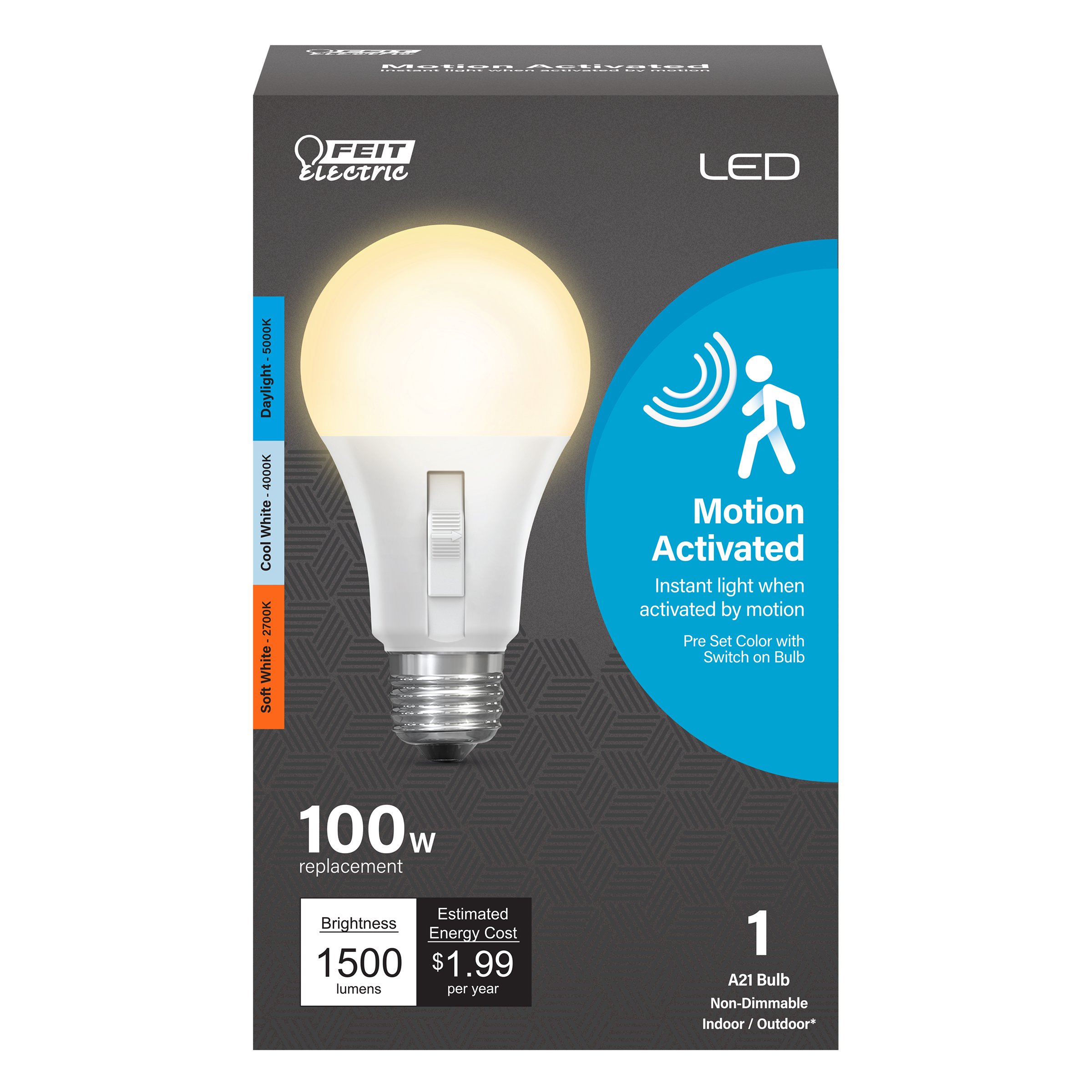 Feit Electric A21 100-Watt Motion Activated LED Light Bulb - Shop Light ...