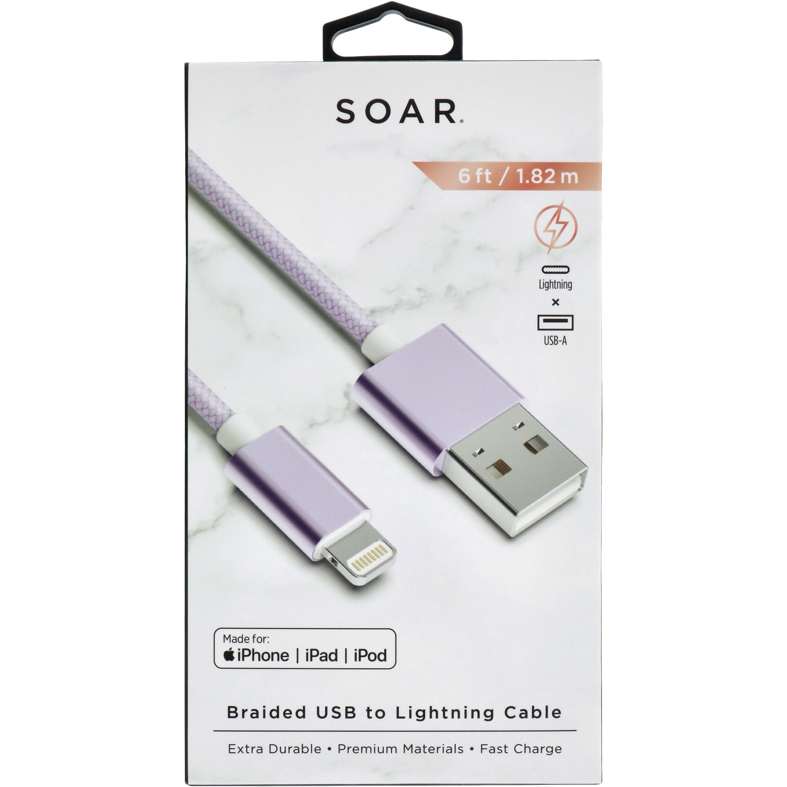 Soar Braided USB to Lightning Cable - Lavender - Shop Phone chargers at ...