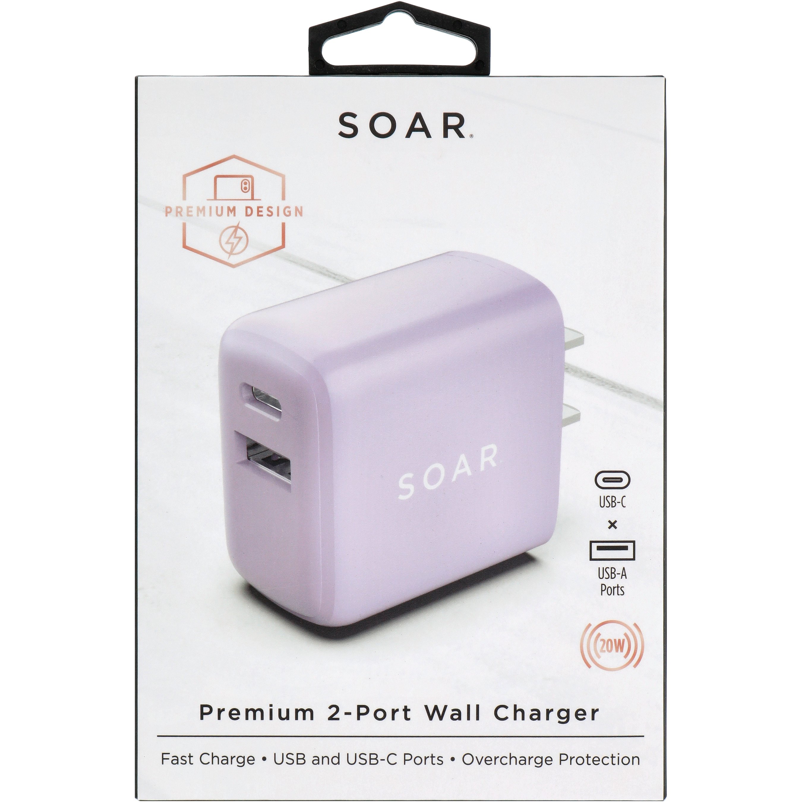 Soar Premium 2-Port Wall Charger - Lavender - Shop Phone chargers at H-E-B