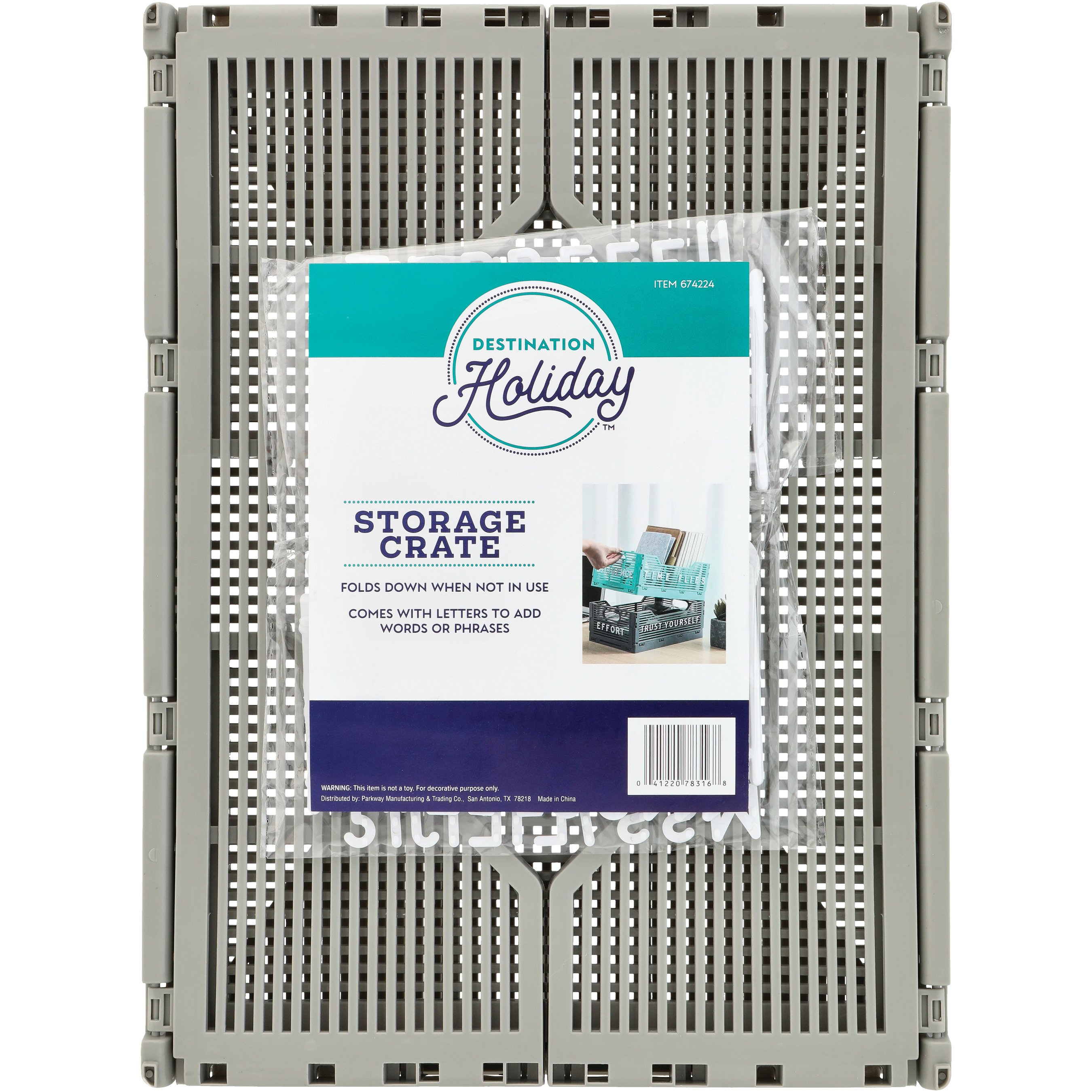 Destination Holiday Collapsible Storage Crate with Letters - Gray ...