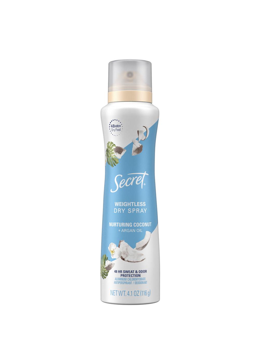 Secret Dry Spray Antiperspirant Deodorant - Nurturing Coconut & Argan ...