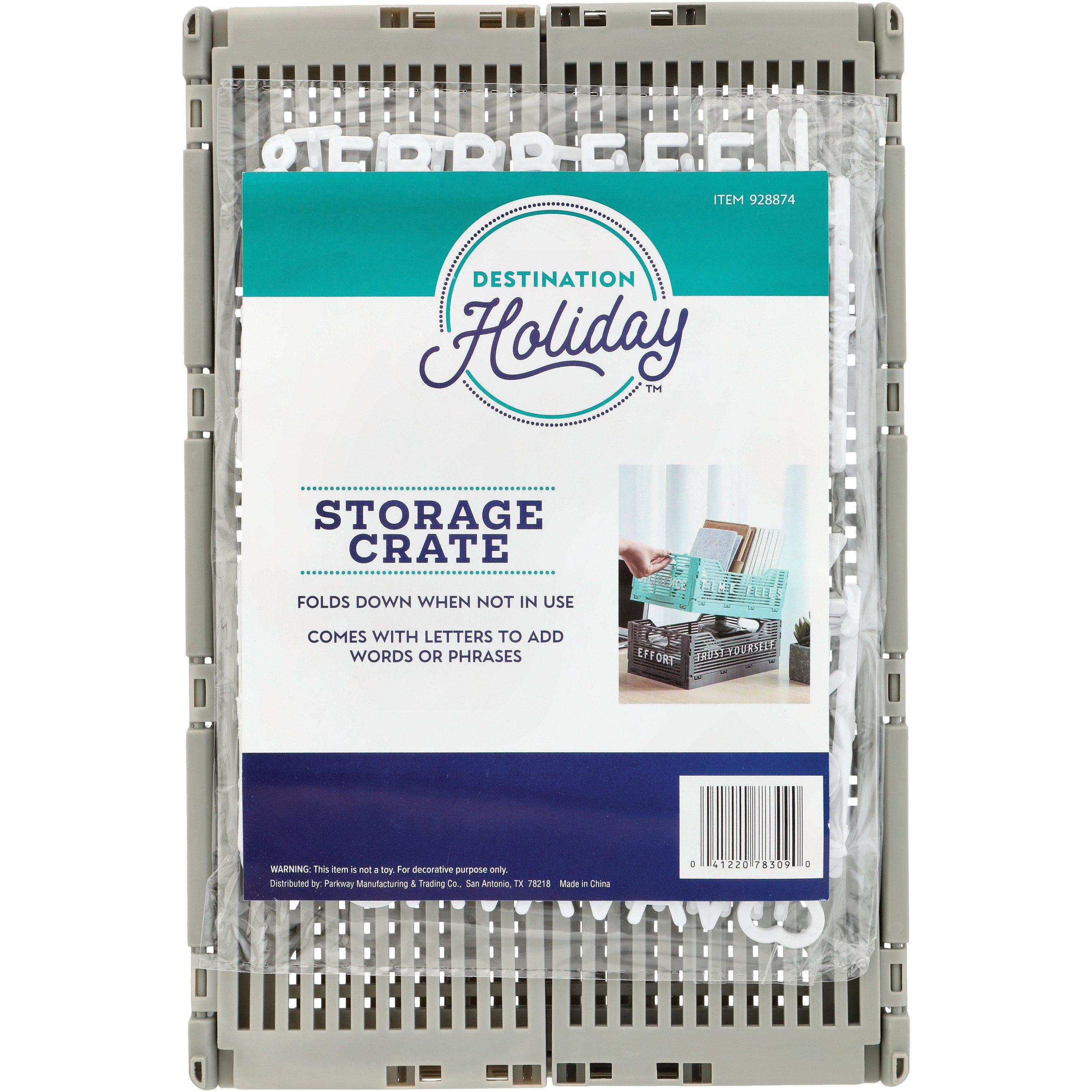 Destination Holiday Collapsible Storage Crate with Letters - Gray ...