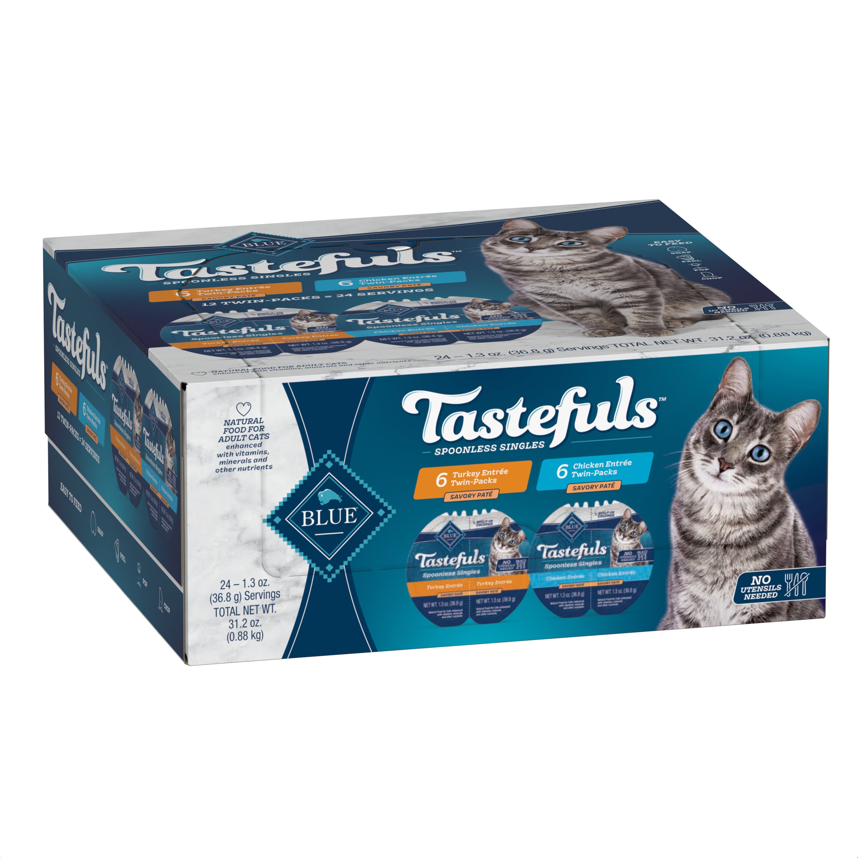 Blue Buffalo Tastefuls Turkey & Chicken Savory Pate Wet Cat Food ...