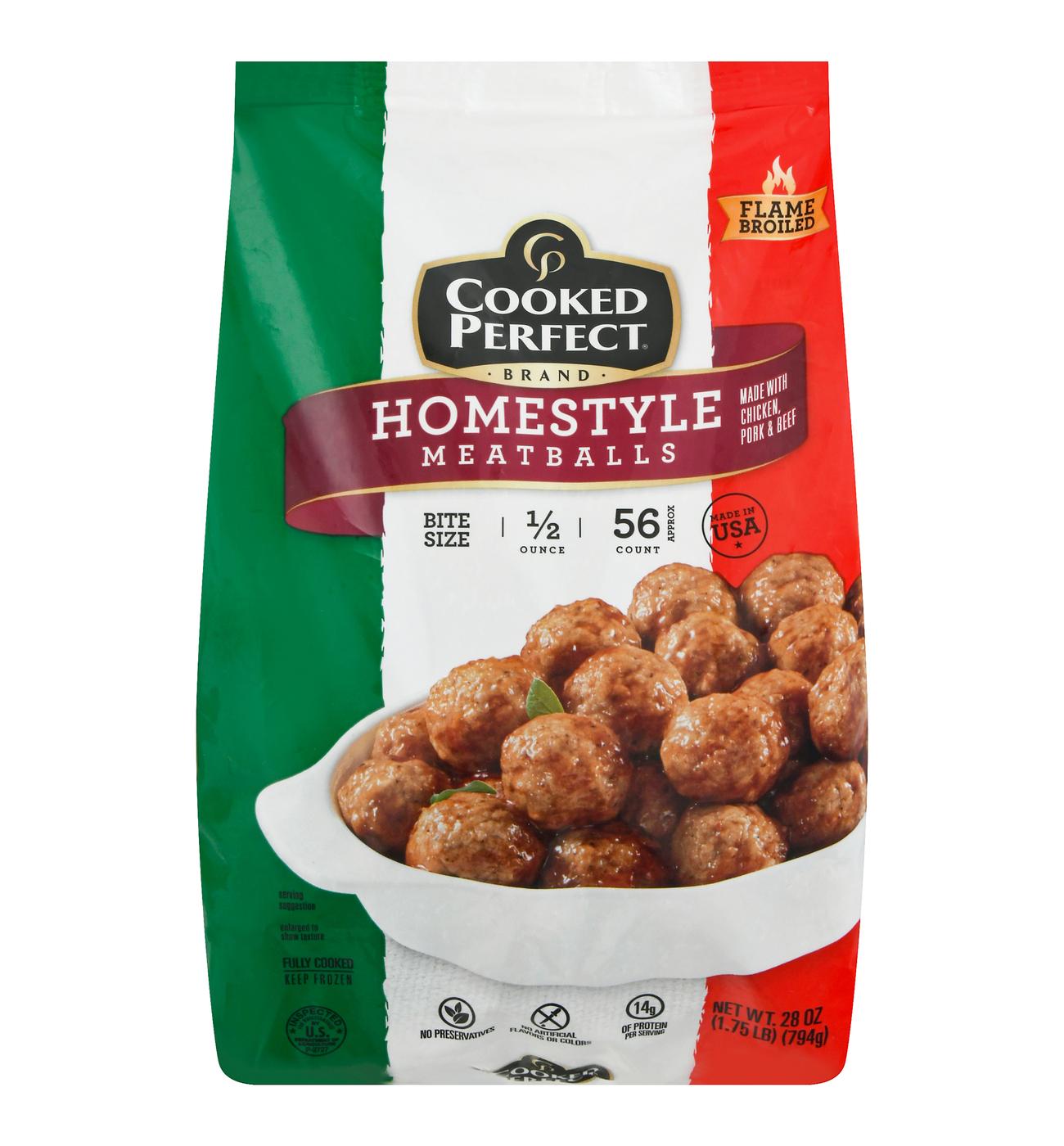 COOKED PERFECT Fully Cooked Frozen Meatballs - Homestyle - Shop ...