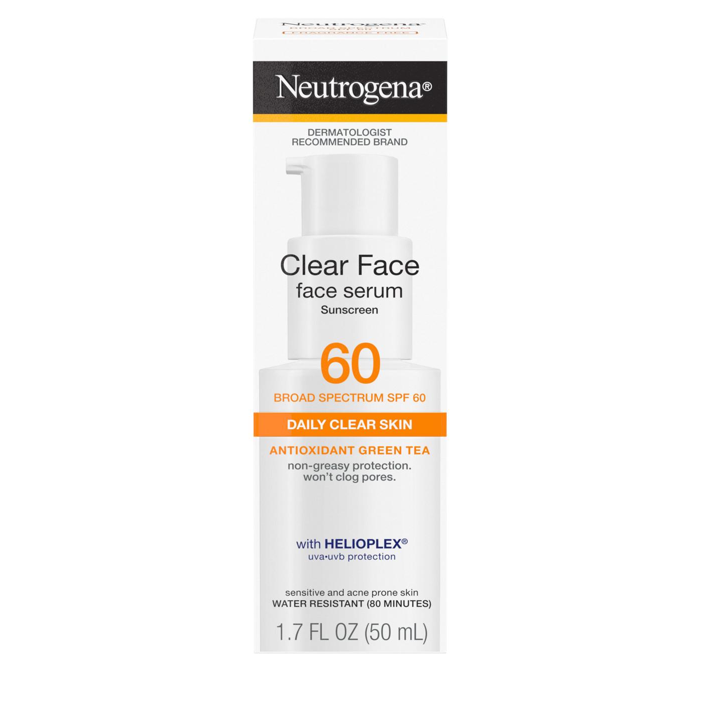 Neutrogena Clear Face Serum Sunscreen With Green Tea Broad Spectrum SPF ...