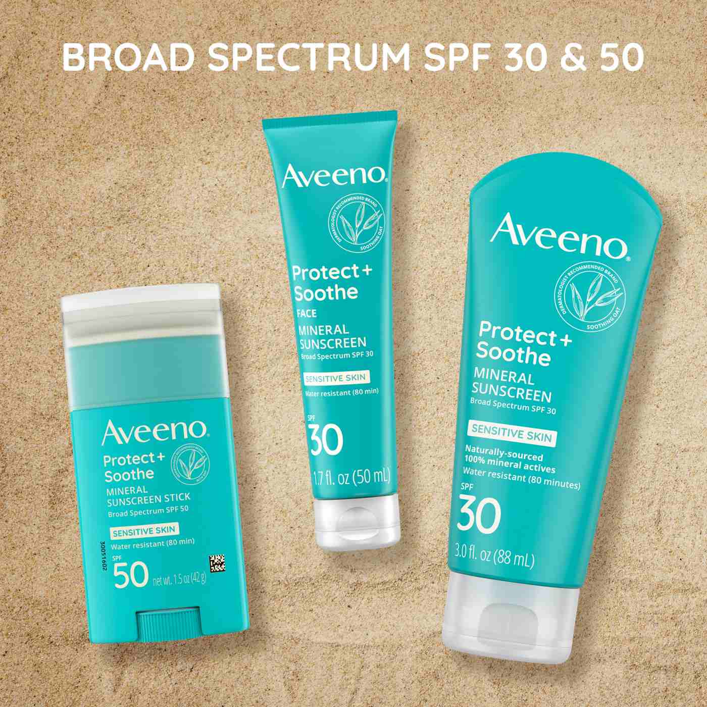 Aveeno Protect + Soothe Mineral Sunscreen Broad Spectrum SPF 30 - Shop ...