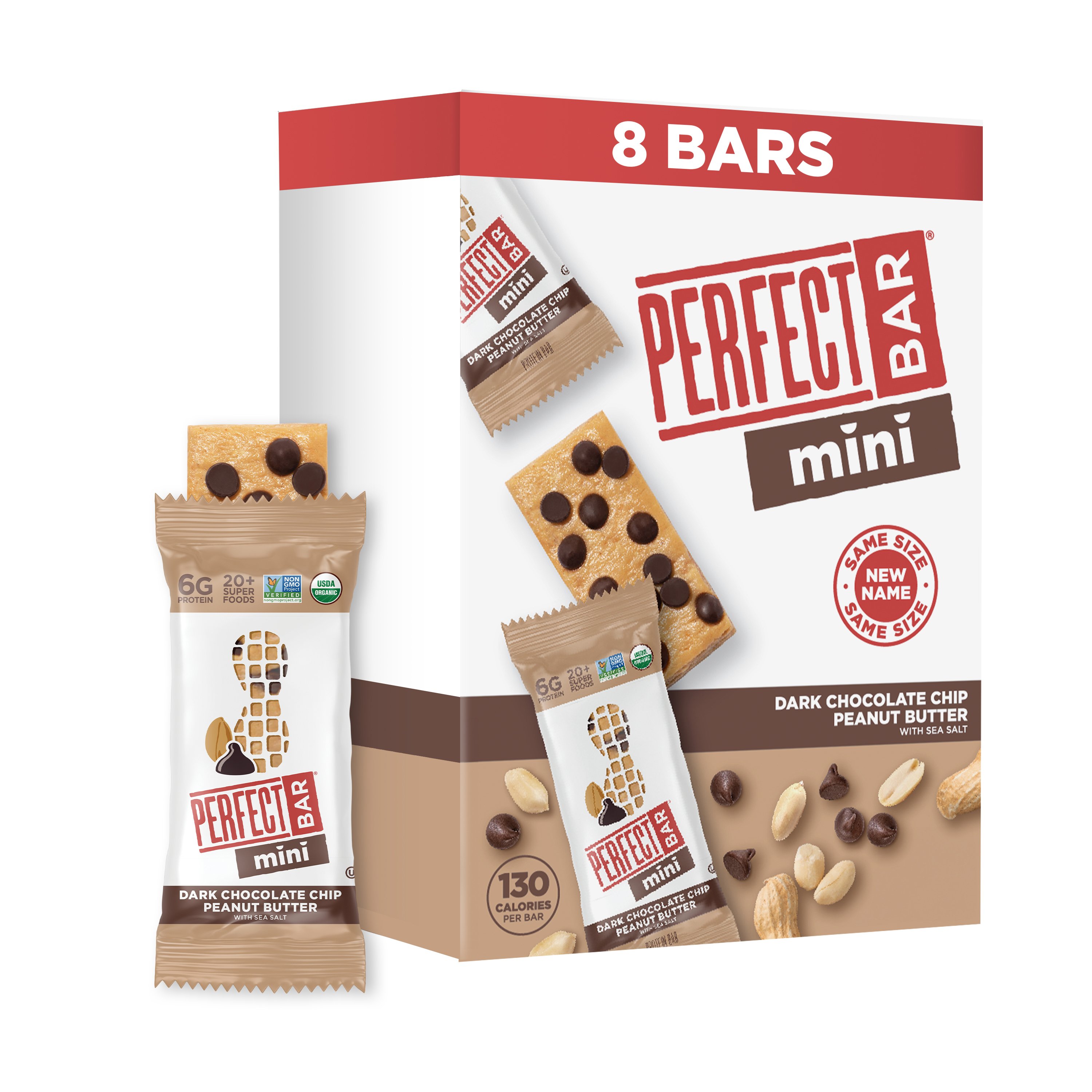 Perfect Bar Snack Size 6g Protein Bars - Dark Chocolate Chip Peanut ...