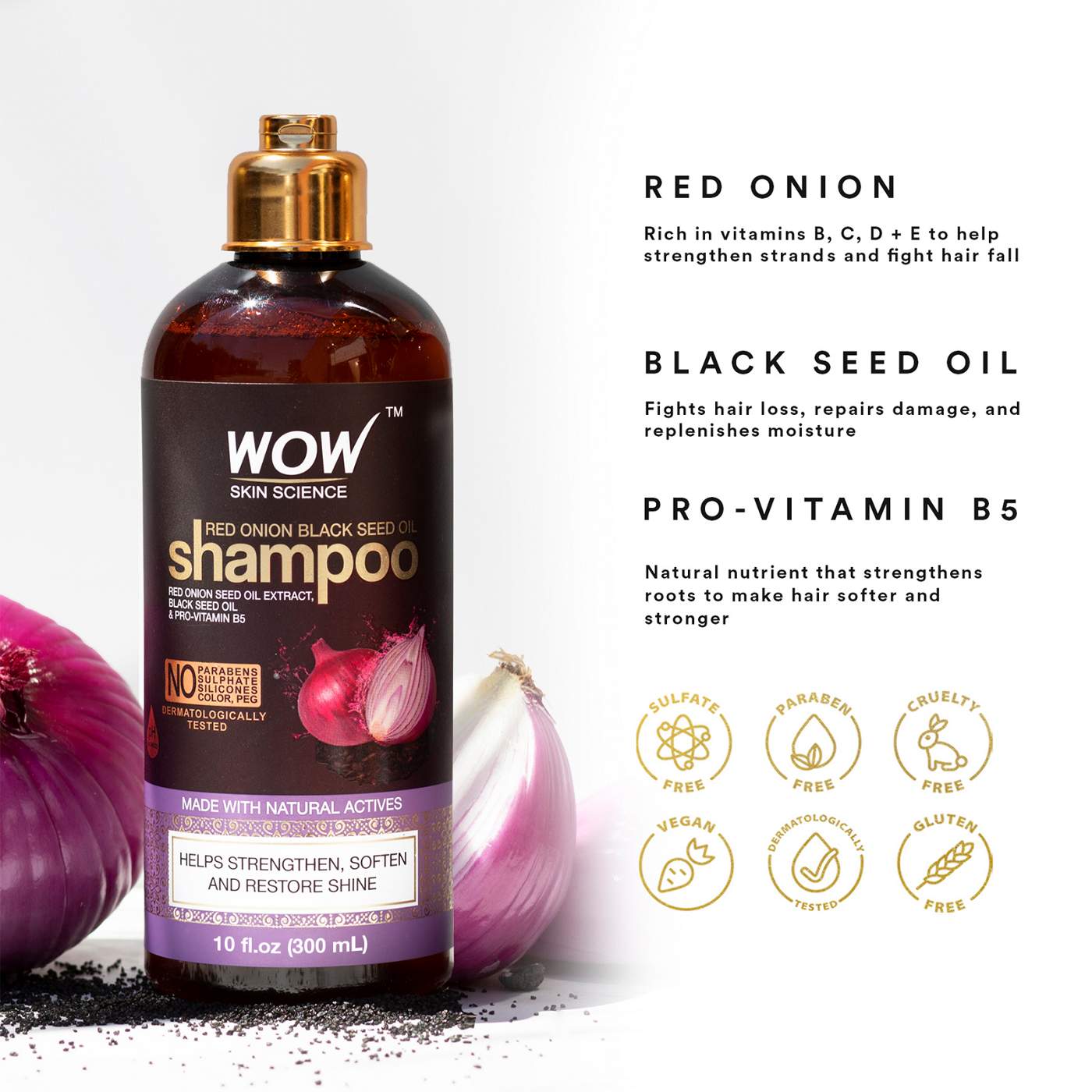 Wow Skin Science Red Onion Black Seed Oil Shampoo - Shop Shampoo ...