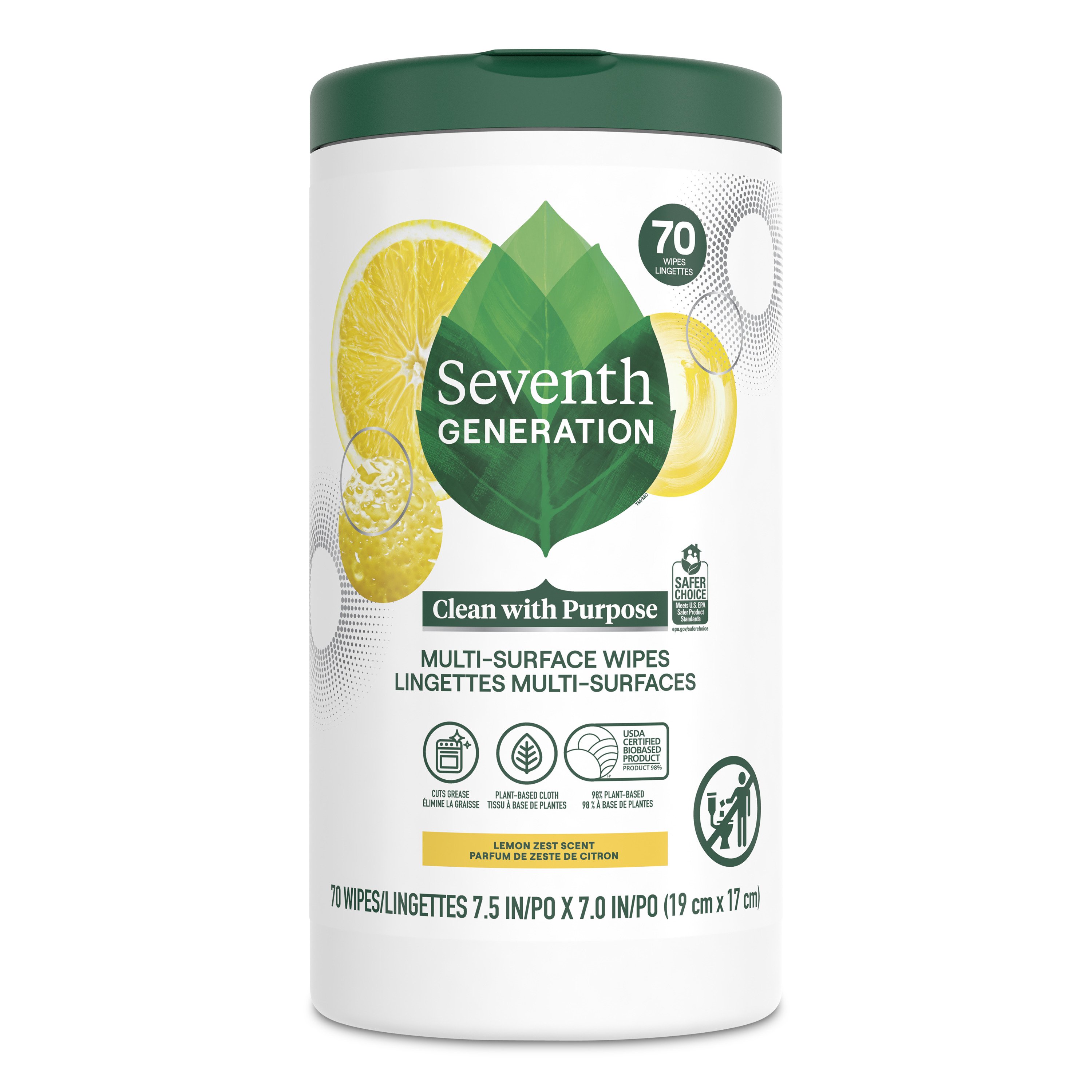 Seventh Generation Multi-Surface Wipes - Lemon Zest - Shop All purpose ...