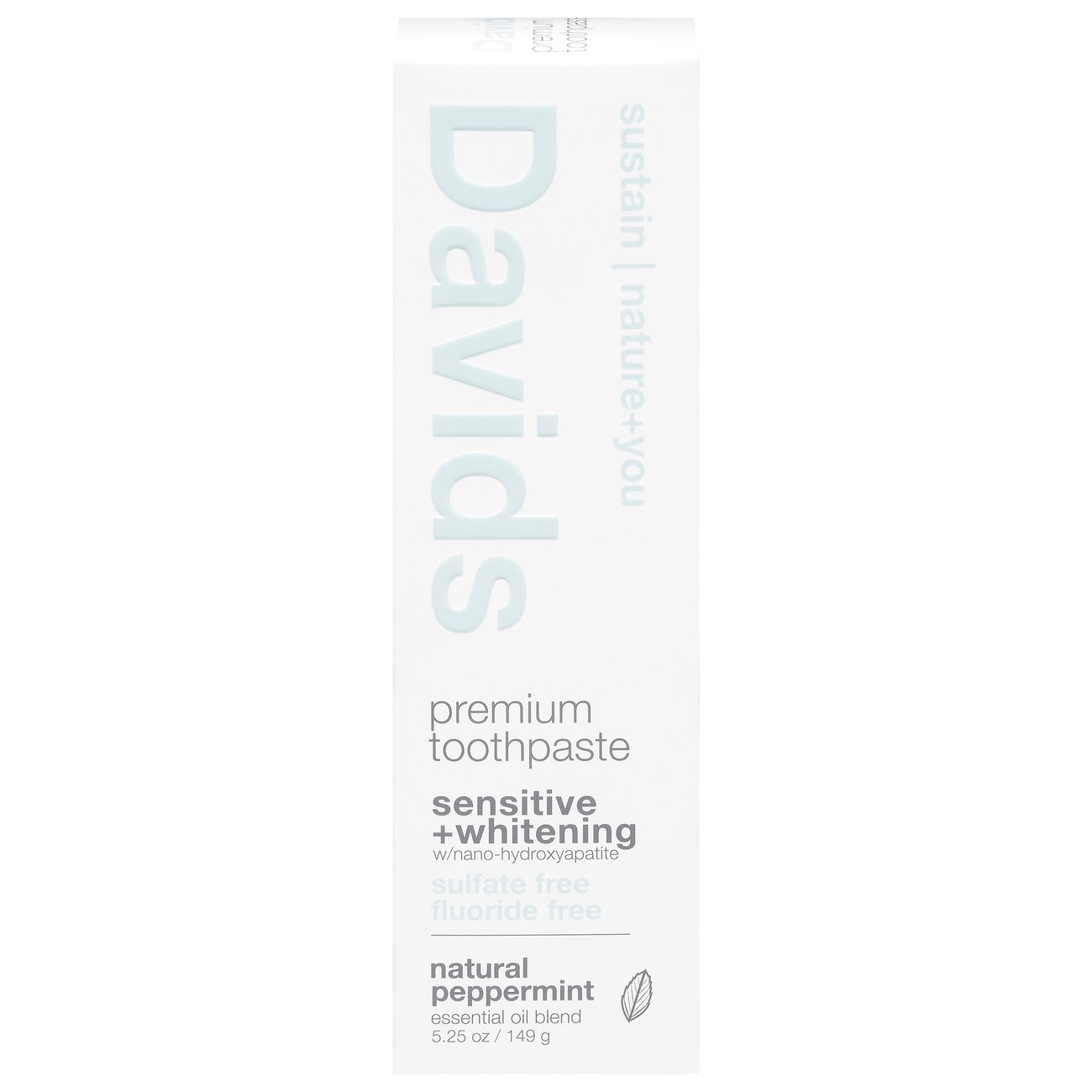 Davids Sensitive + Whitening Premium Toothpaste - Natural Peppermint ...