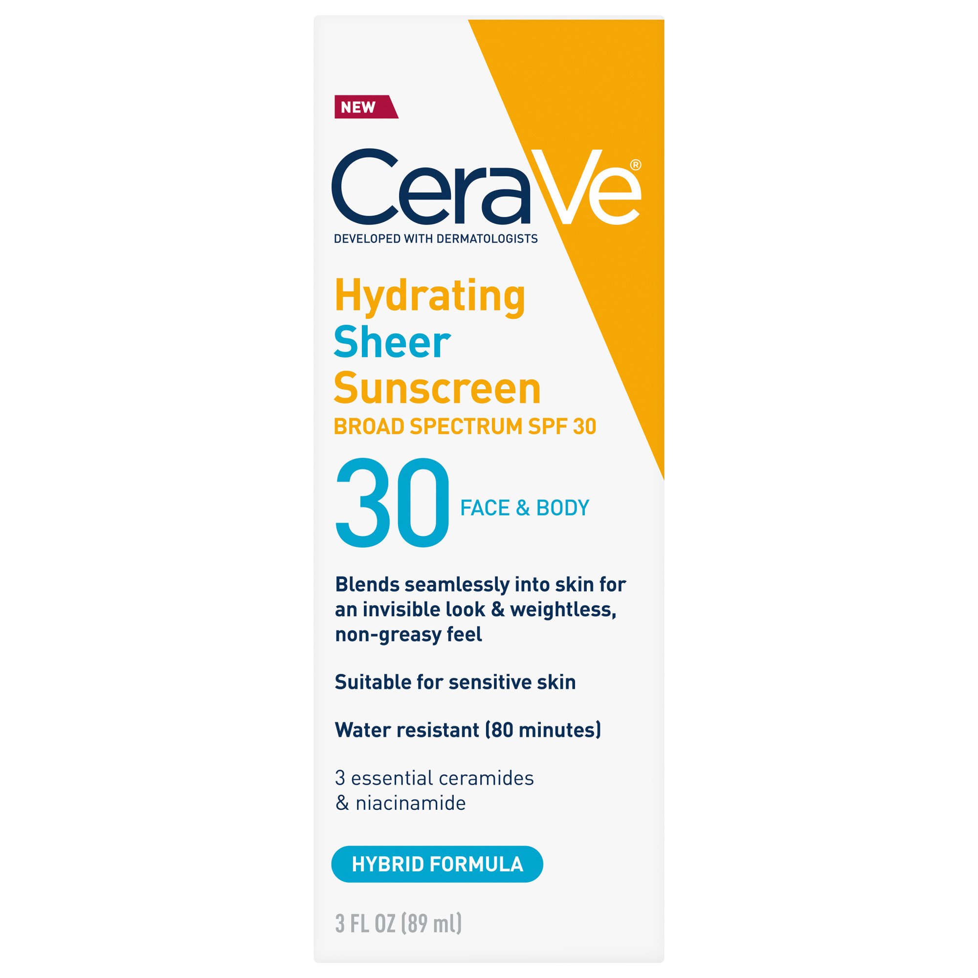 CeraVe Hydrating Sheer Sunscreen Face & Body Broad Spectrum SPF 30 ...