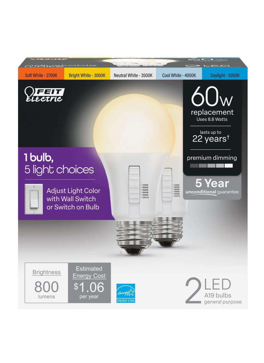 Feit Electric A19 60-Watt 6-Way LED Light Bulbs - Shop Light bulbs at H-E-B