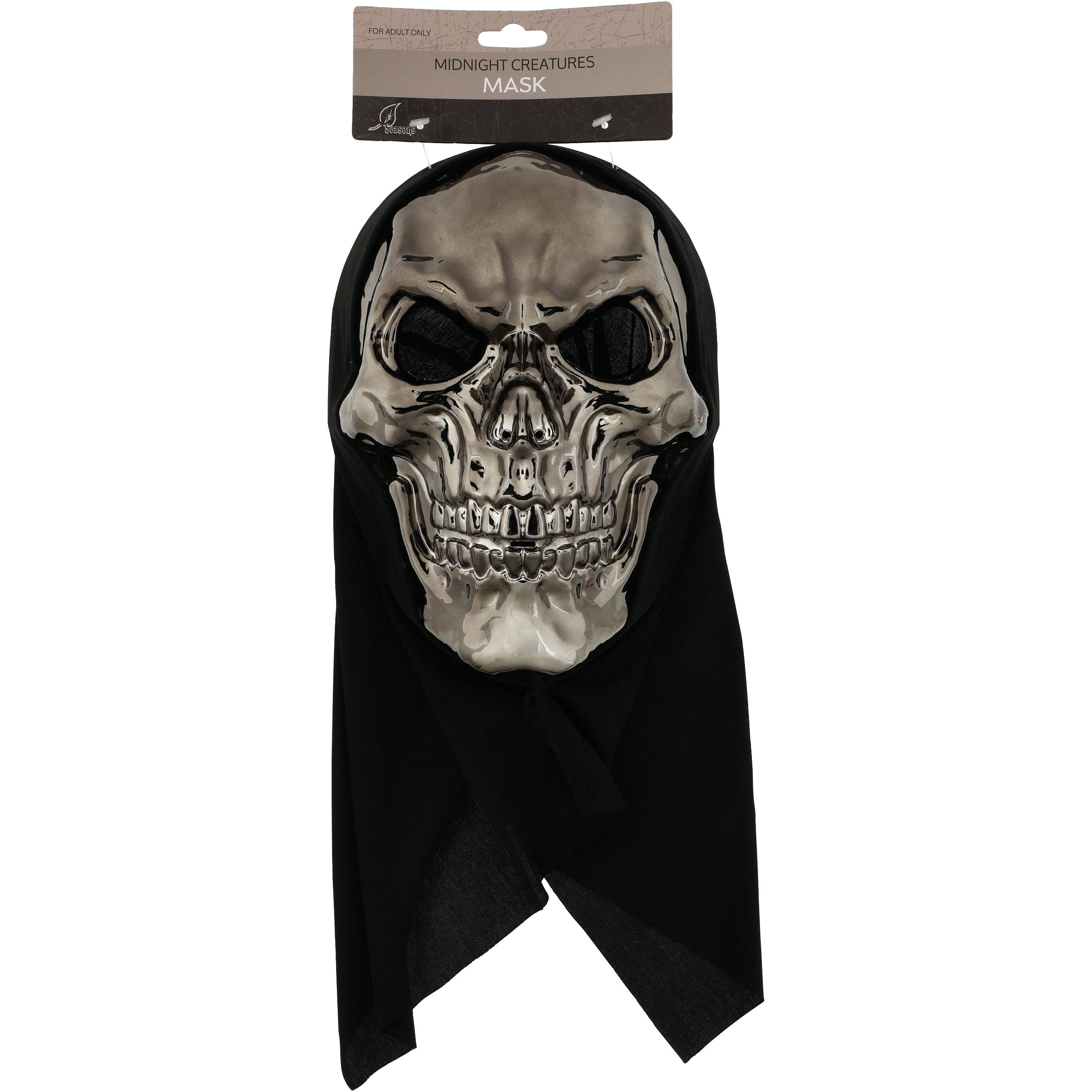 Seasons Midnight Creatures Metallic Skull Halloween Costume Mask with ...