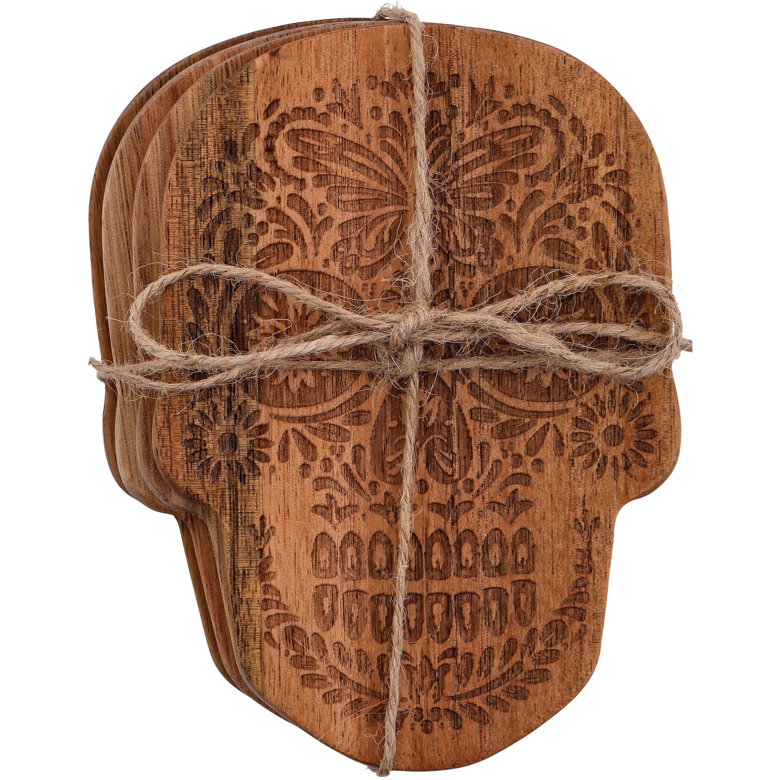 Destination Holiday Day of the Dead Sugar Skull Shape Acacia Wood ...