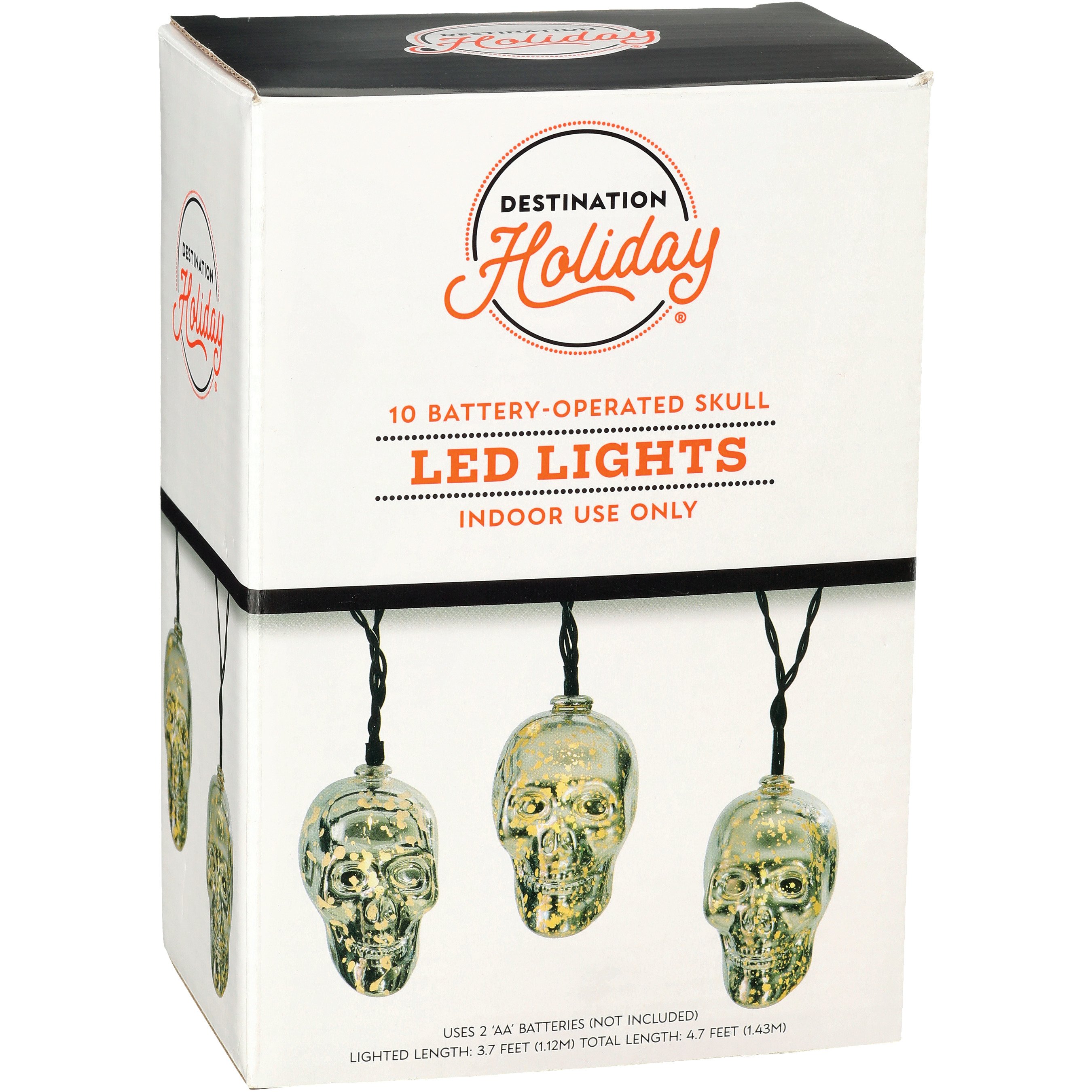 Destination Holiday Battery Operated Skull Shape Halloween LED Glass ...