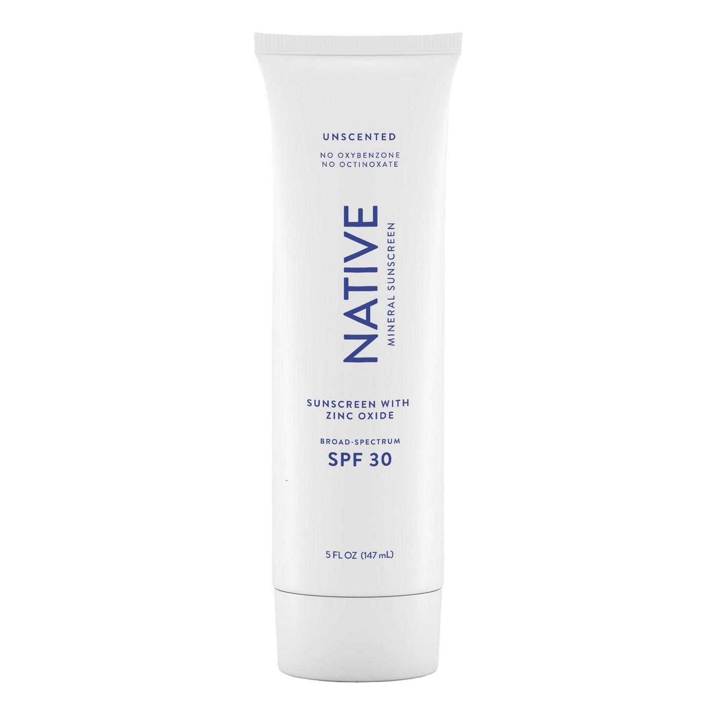 Native SPF 30 Mineral Sunscreen - Unscented - Shop Sunscreen & self ...