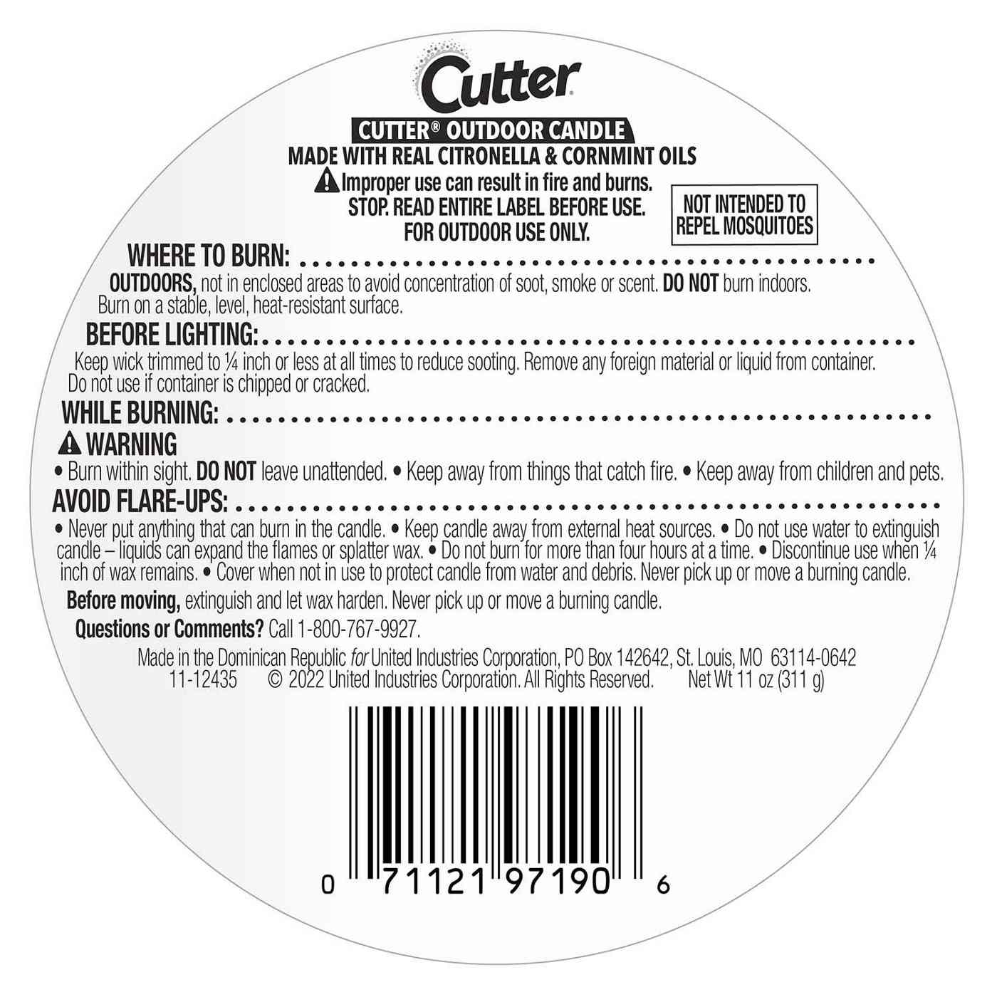 Cutter Citronella & Cornmint Scent Outdoor Candle Bucket - Shop Candles ...