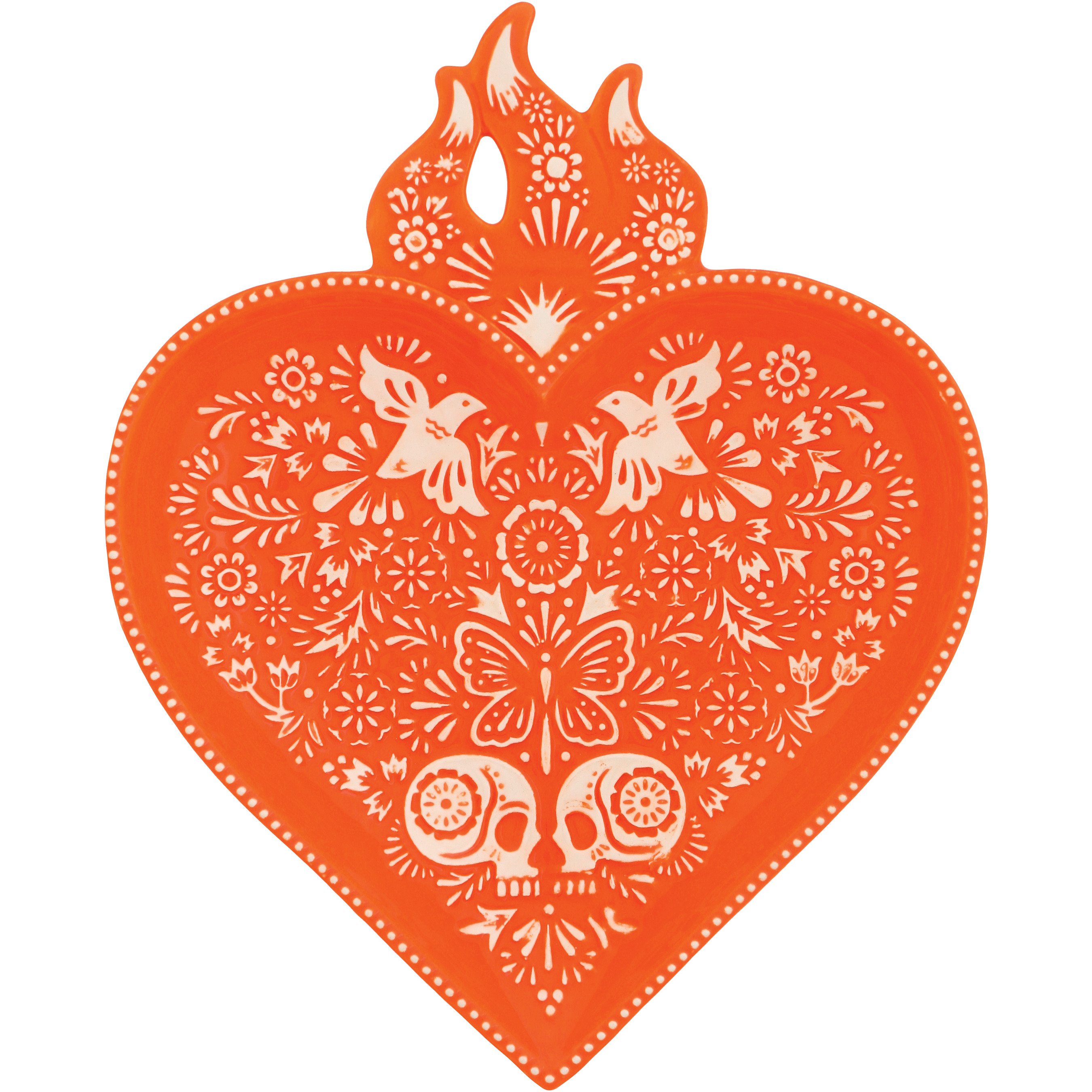 Destination Holiday Day of the Dead Sacred Heart Shape Ceramic Serving ...