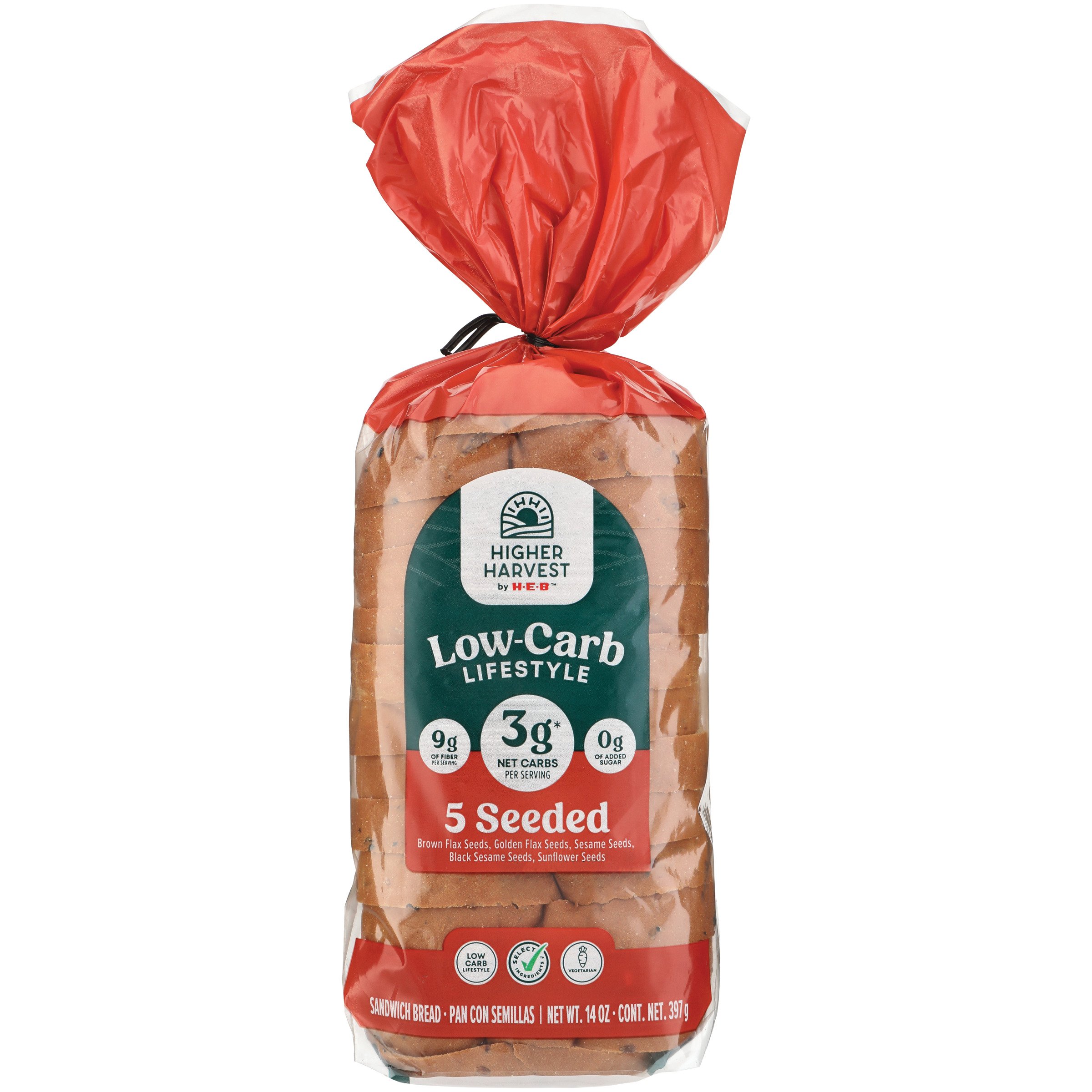 Higher Harvest By H E B Low Carb Lifestyle 5 Seeded Bread Shop Sliced