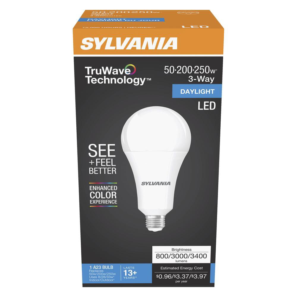 Sylvania TruWave A23 3-Way LED Light Bulb - Daylight - Shop Light bulbs ...