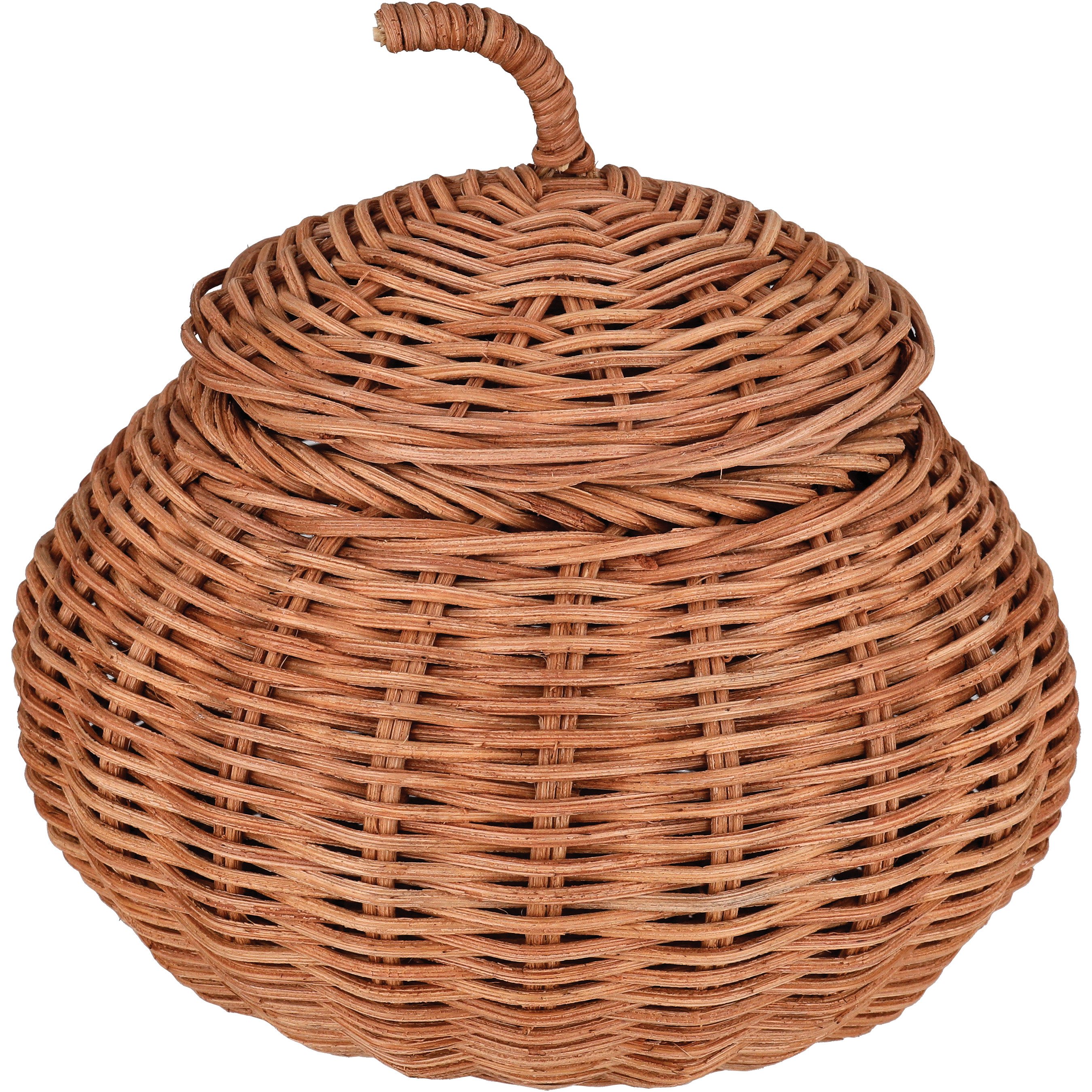 Destination Holiday Pumpkin Shape Fall Wicker Basket with Lid - Shop ...