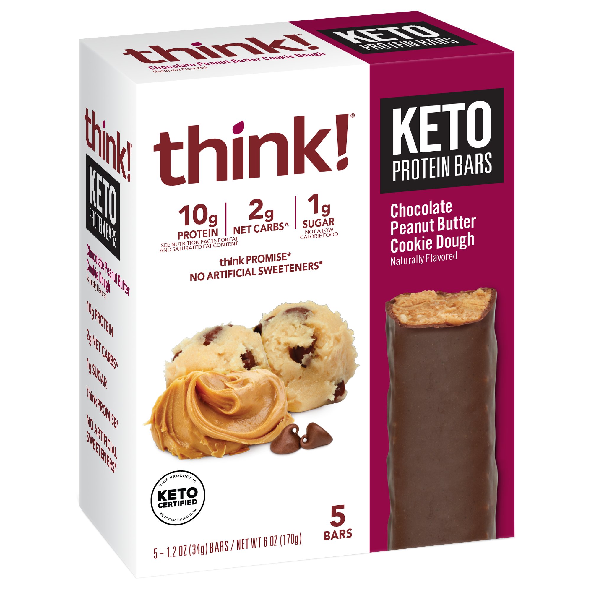 think! Keto 10g Protein Bars - Chocolate Peanut Butter Cookie Dough ...