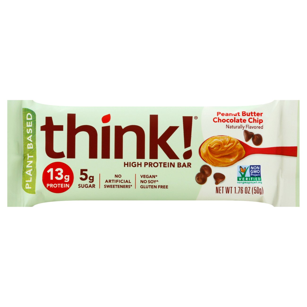 think! Plant-Based High 13g Protein Bar - Peanut Butter Chocolate Chip ...