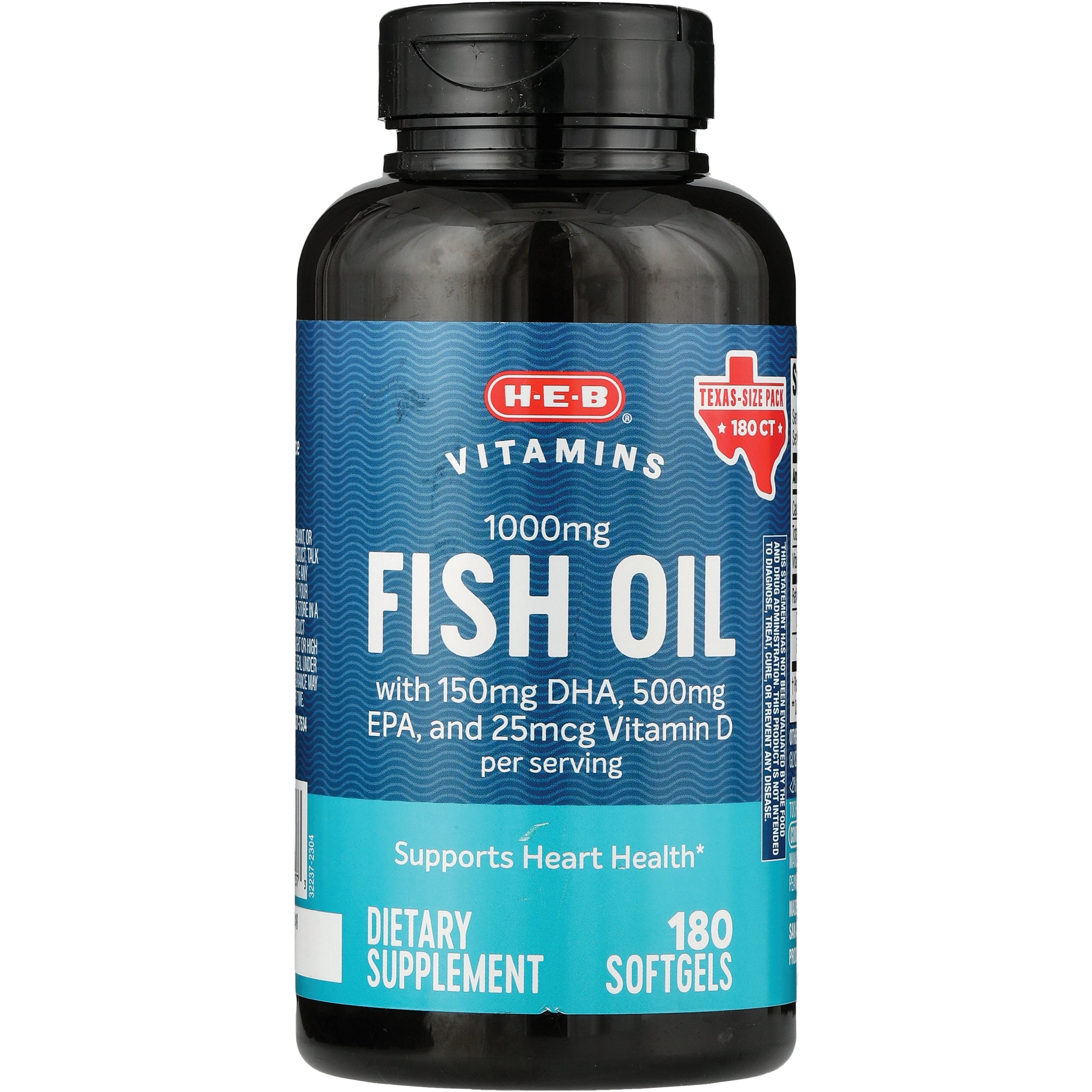 H-E-B Vitamins Fish Oil with Vitamin D 1000 mg Softgels - Shop Diet ...