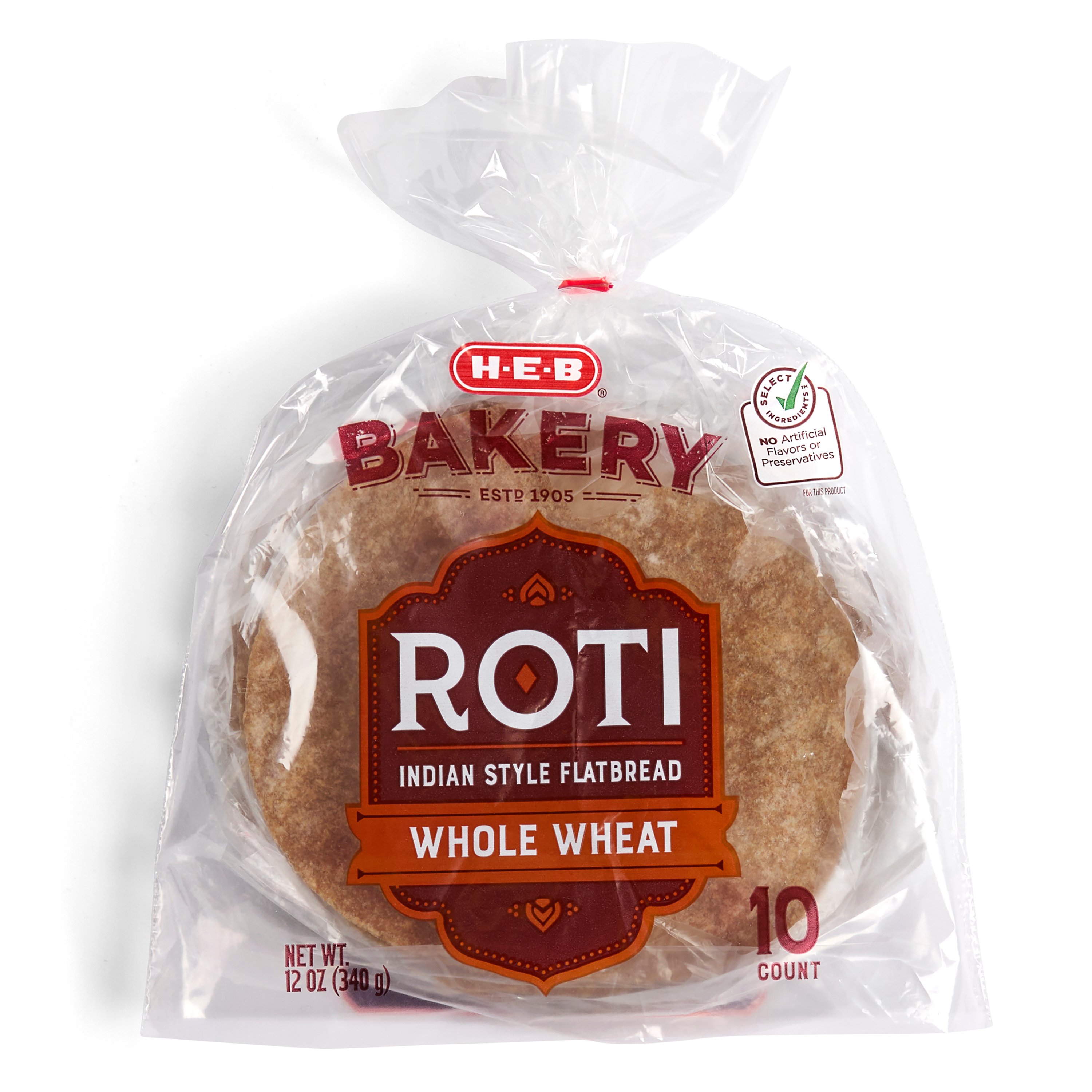 H-E-B Bakery Whole Wheat Roti Indian Style Flatbread - Shop Pitas ...