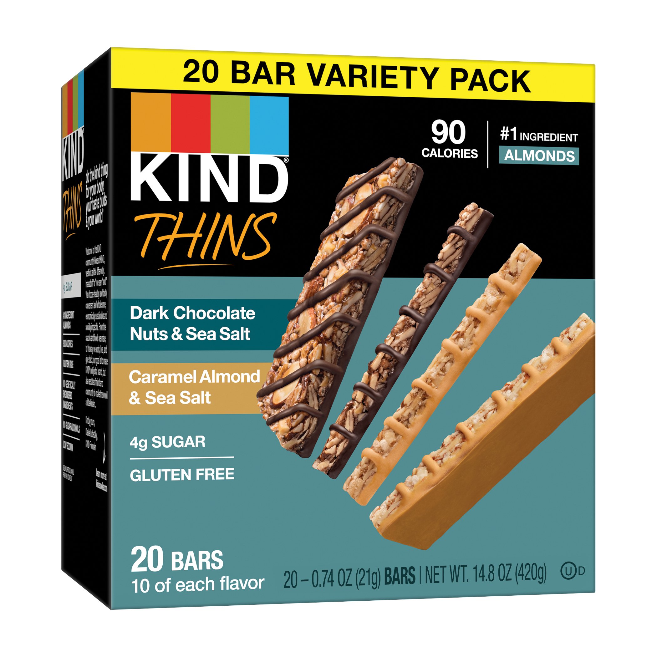 Kind Thins Variety Pack Bars - Dark Chocolate Nuts & Caramel Almond ...