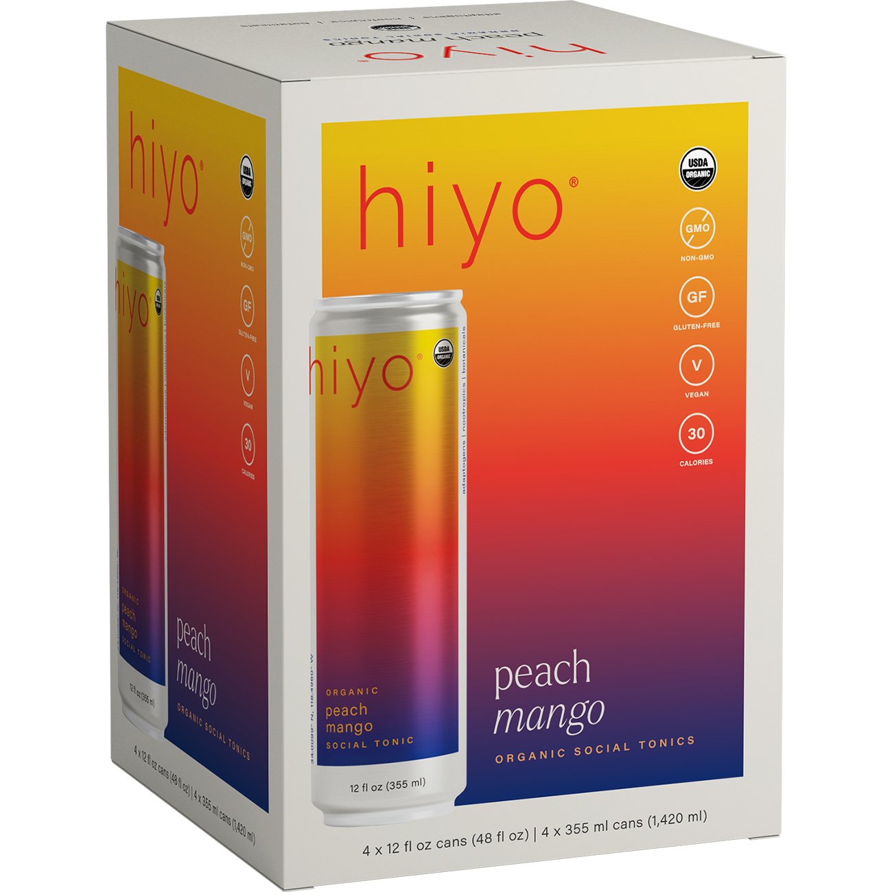 hiyo Non-Alcoholic Sparkling Social Tonic 4 pk Cans - Peach Mango ...
