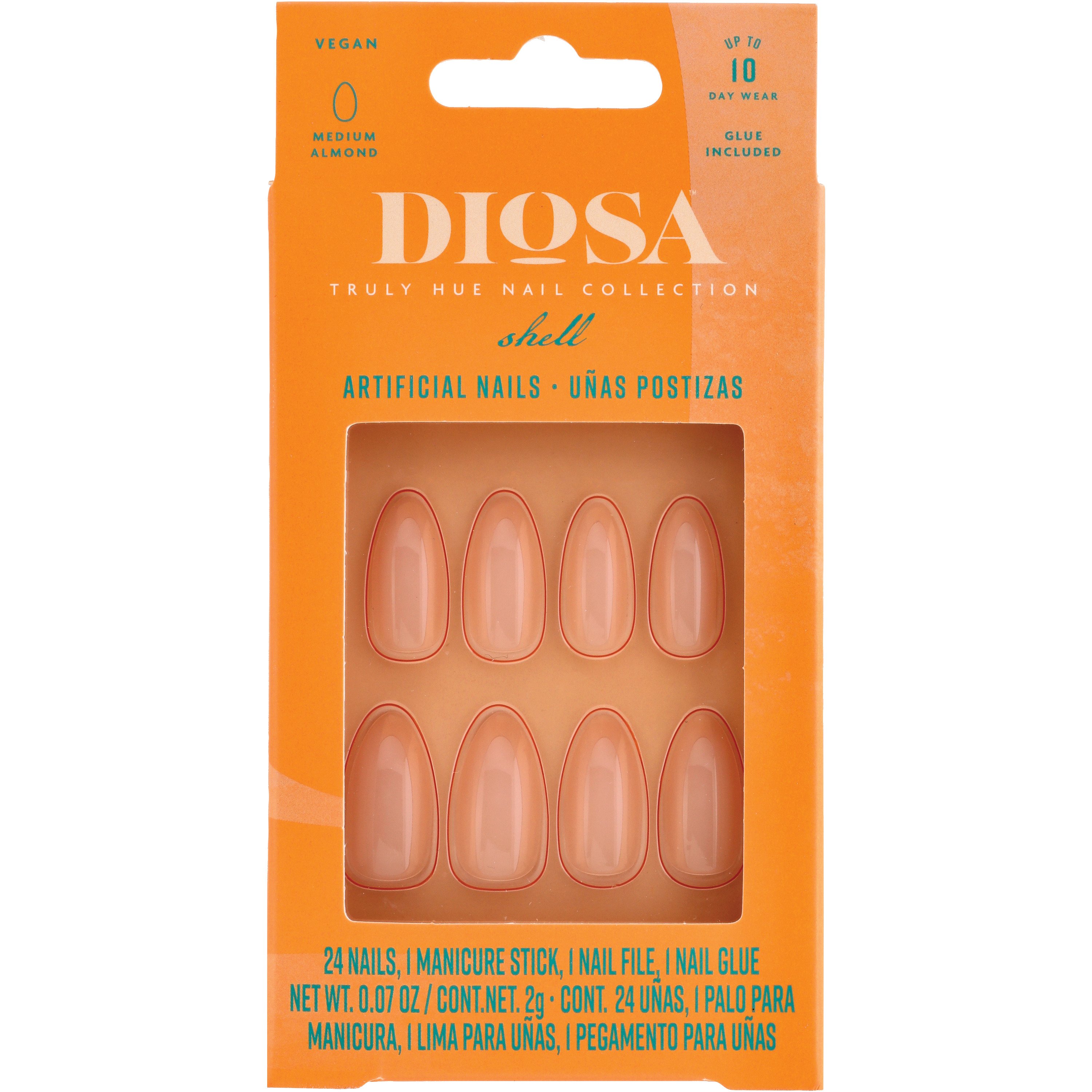 Diosa Medium Almond Artificial Nails – Truly Hue Shell - Shop Nail sets ...
