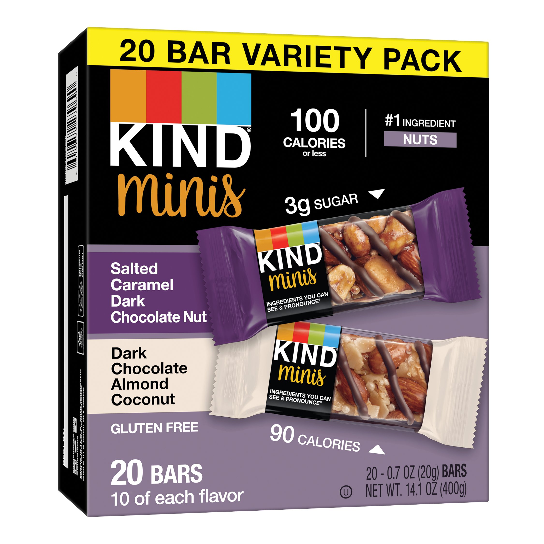 Kind Minis Bars - Salted Caramel Dark Chocolate & Dark Chocolate Almond ...
