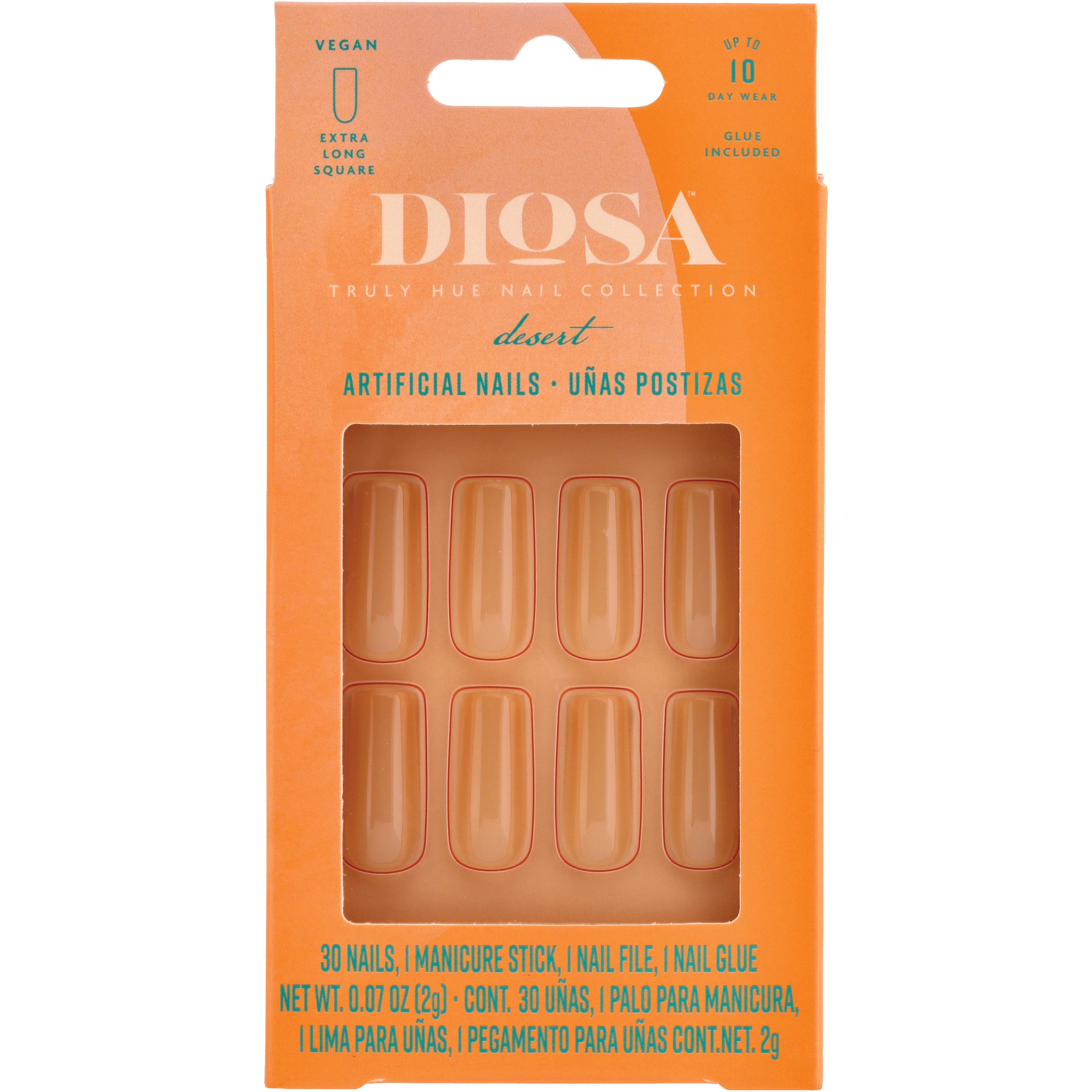 Diosa Extra Long Square Artificial Nails – Truly Hue Desert - Shop Nail ...