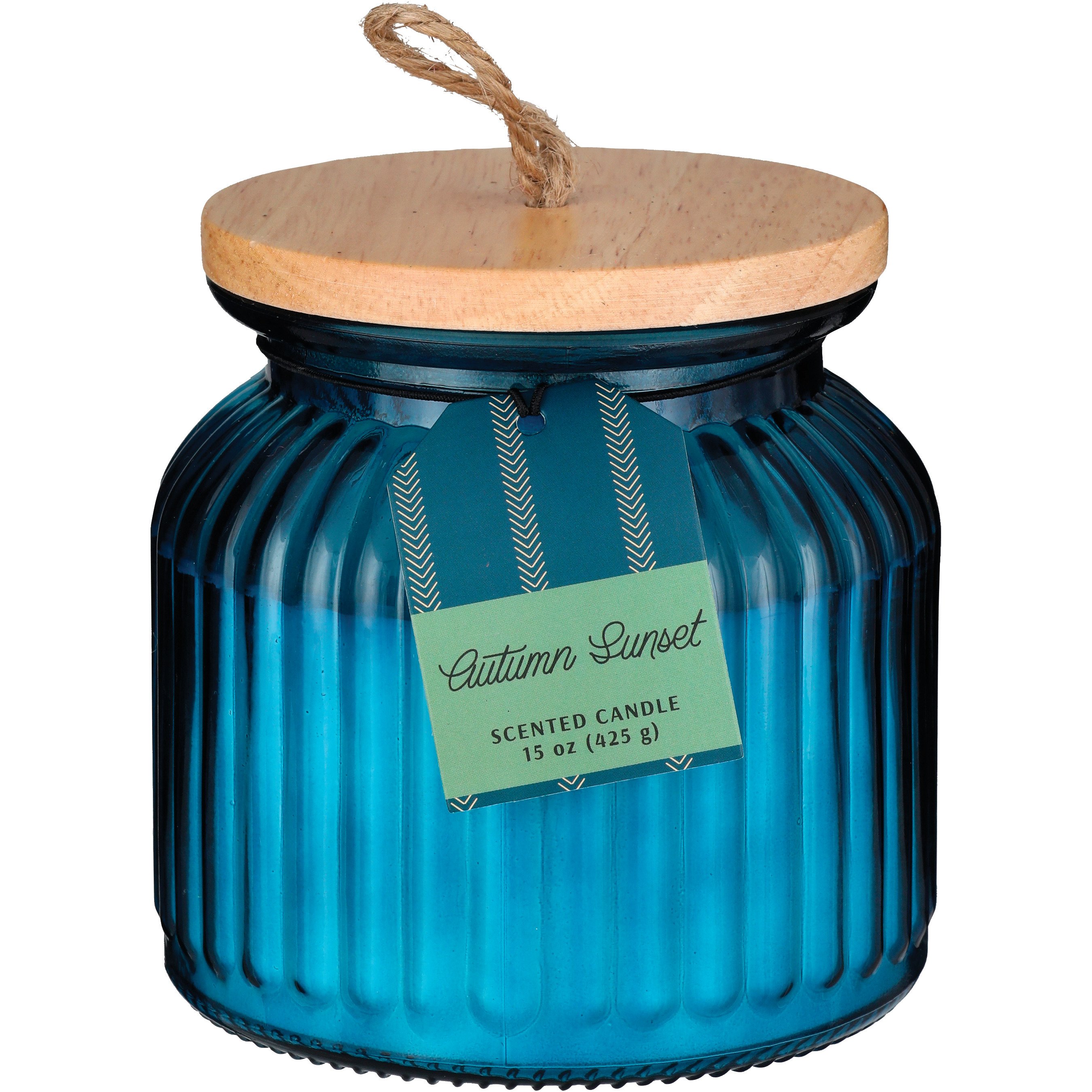Destination Holiday Autumn Sunset Scented Fall Glass Candle - Blue ...