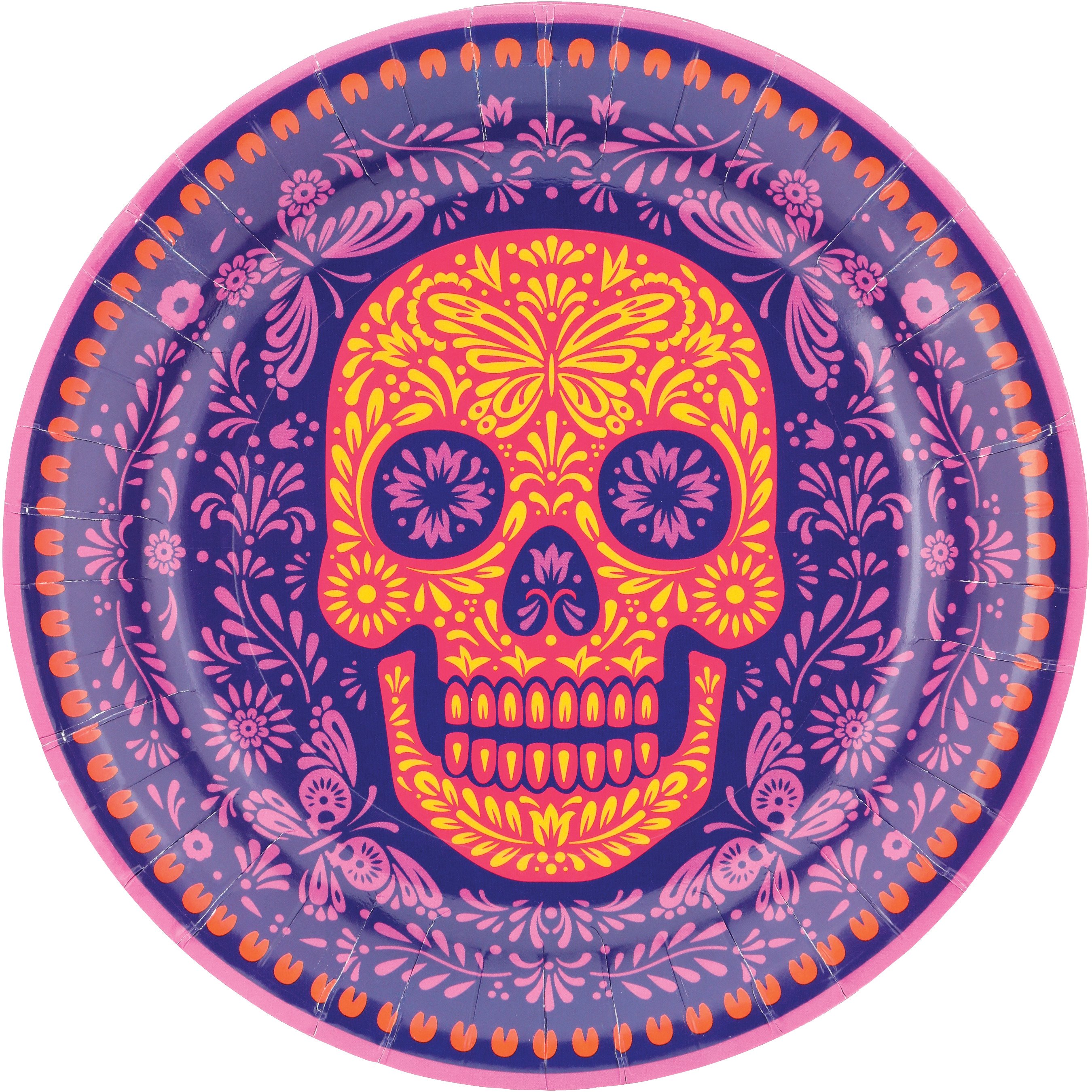 Destination Holiday Day of the Dead Sugar Skull Paper Plates, 9" - Shop ...