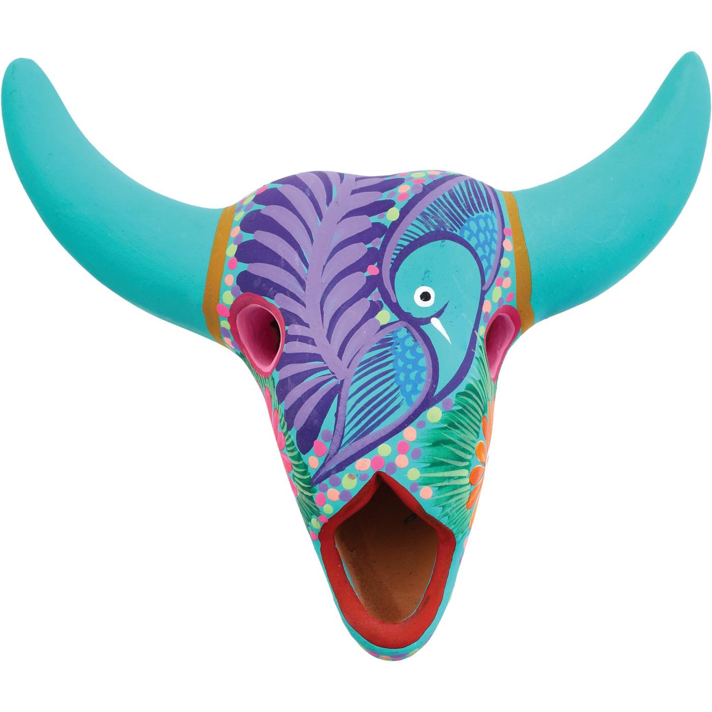 El Fandango Trading Hand Painted Day of the Dead Clay Stag Skull ...