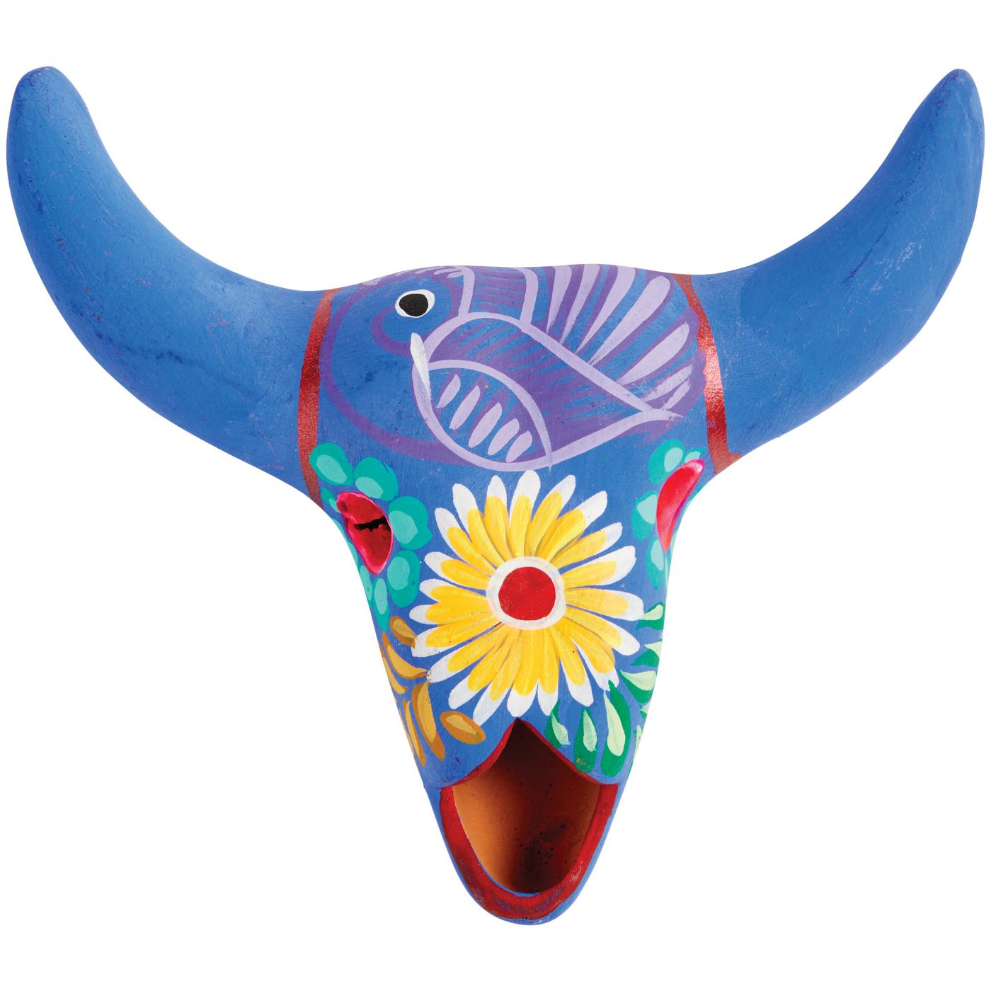 El Fandango Trading Hand Painted Day of the Dead Clay Stag Skull ...