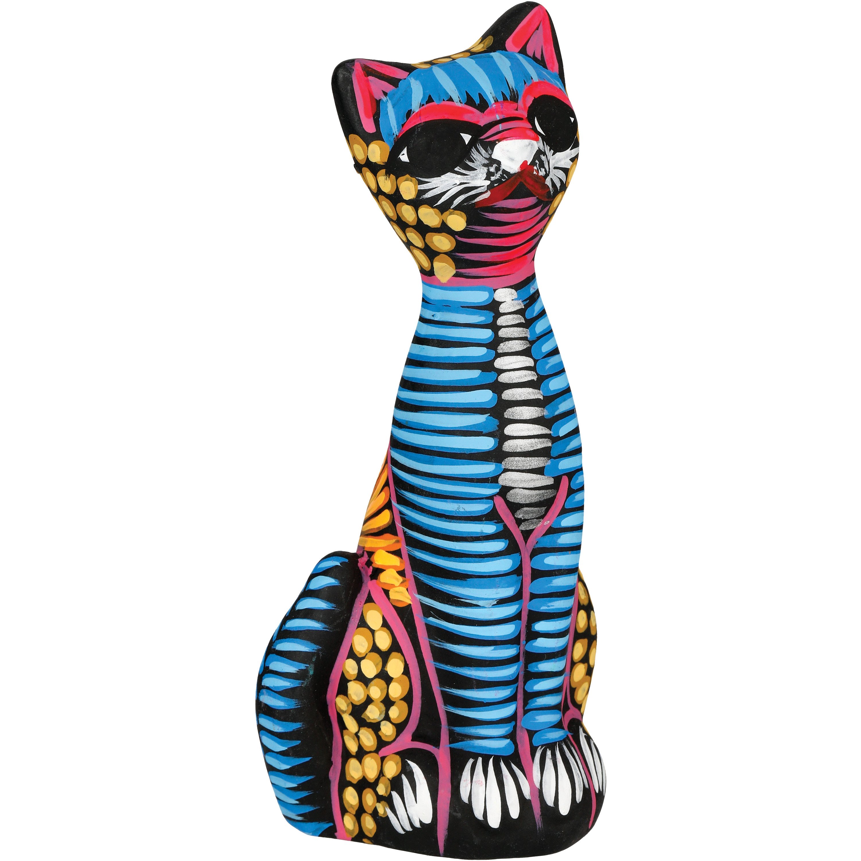 El Fandango Trading Hand Painted Day of the Dead Clay Cat - Styles May ...