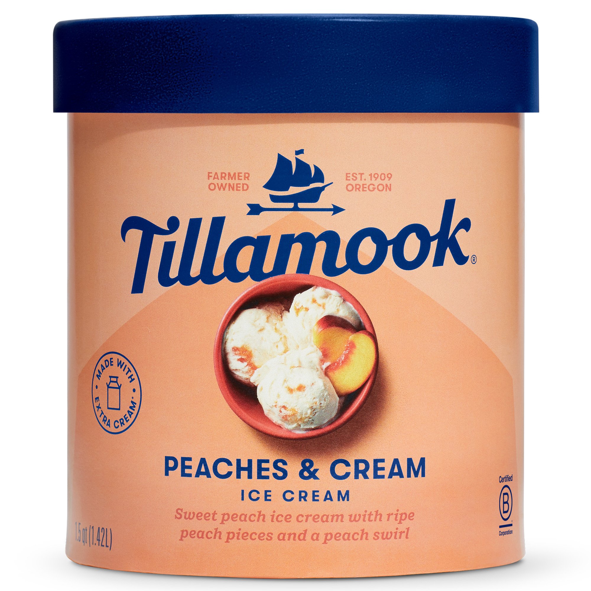 Tillamook Peaches & Cream Ice Cream - Shop Ice cream at H-E-B