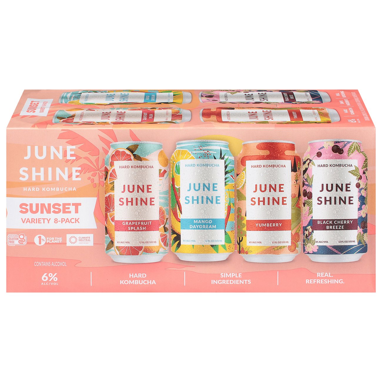 June Shine Sunset Hard Kombucha Variety 8 pk Cans - Shop Malt beverages ...