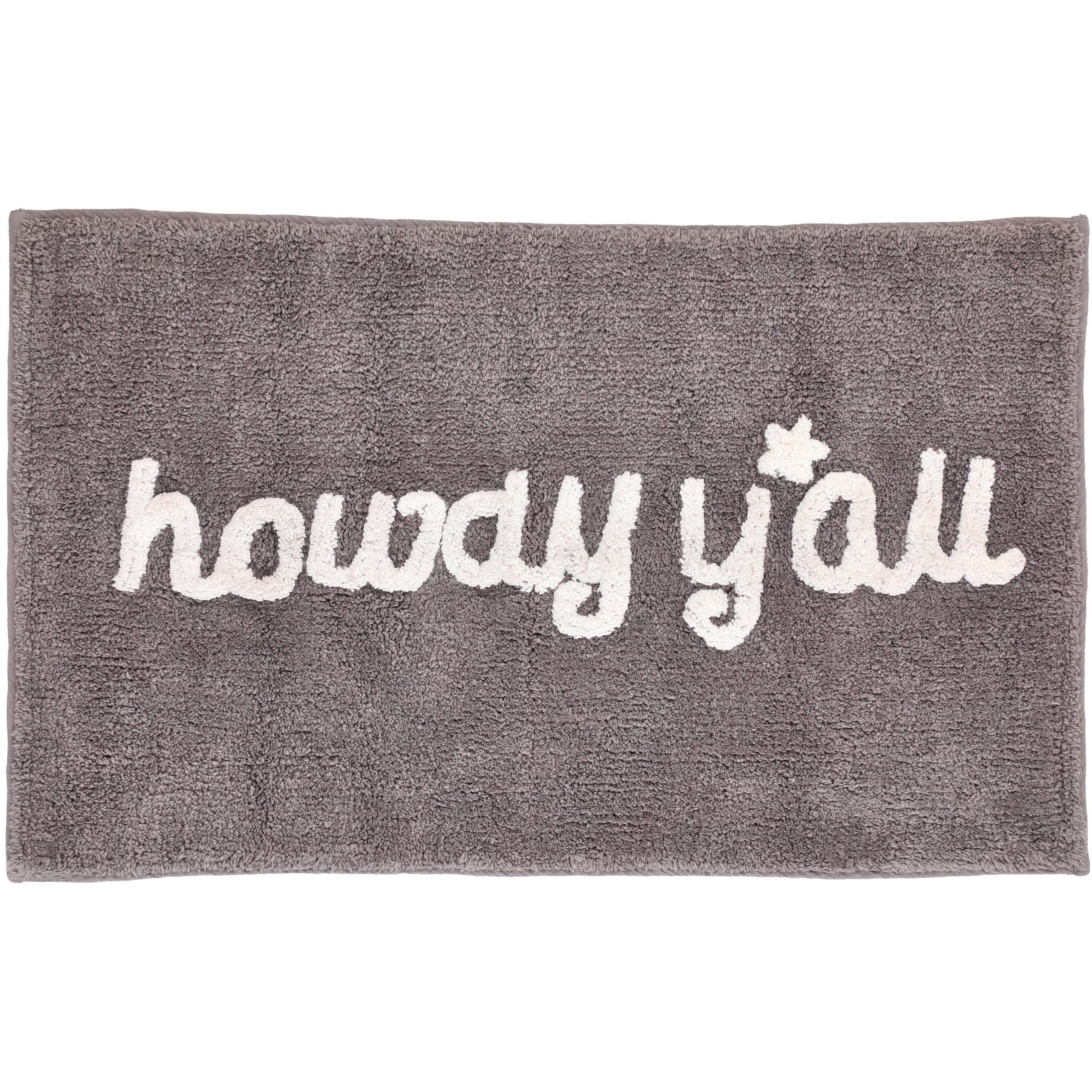 Destination Holiday Howdy Y'all Plush Bath Mat - Gray - Shop Rugs ...