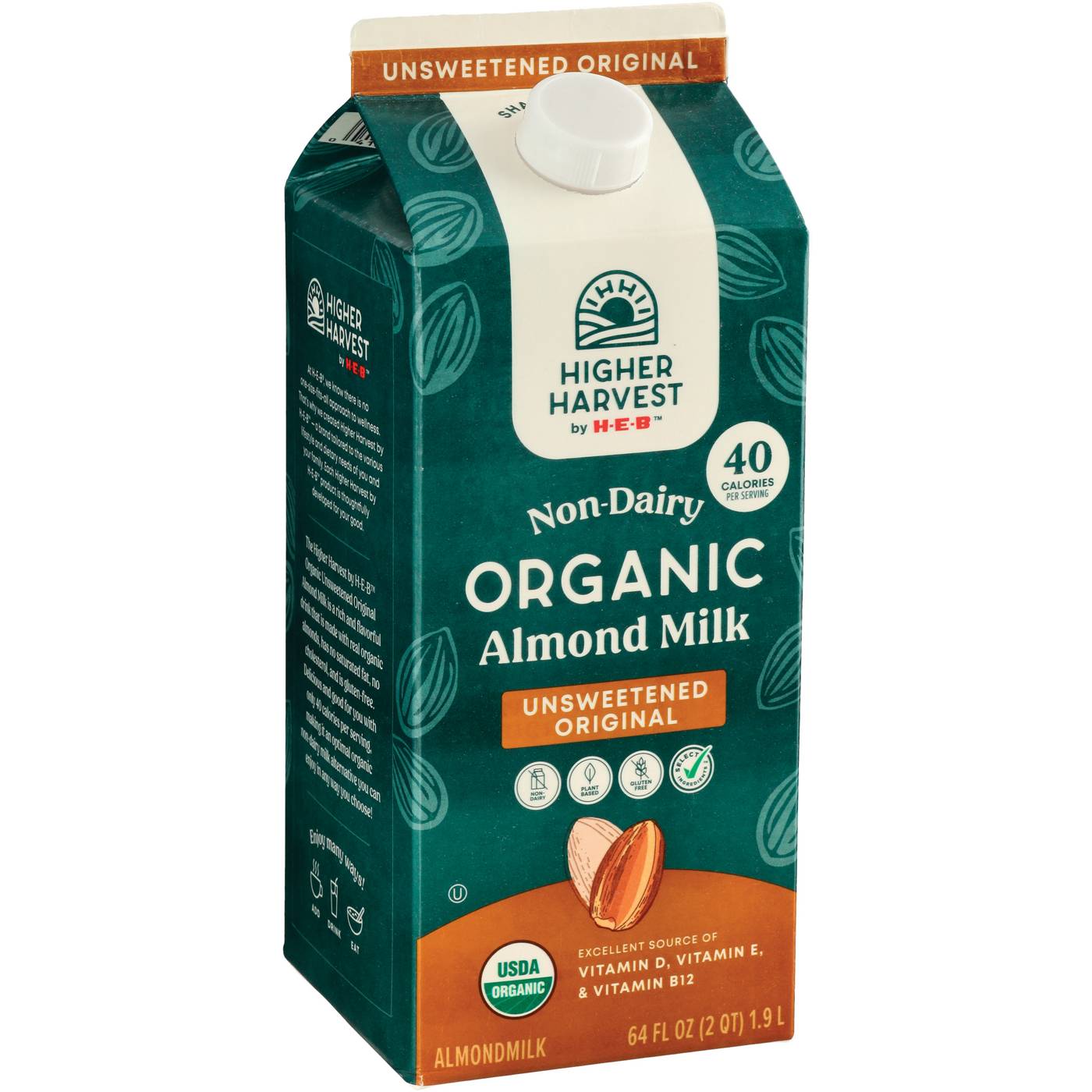 Higher Harvest by H-E-B Organic Non-Dairy Unsweetened Original Almond ...