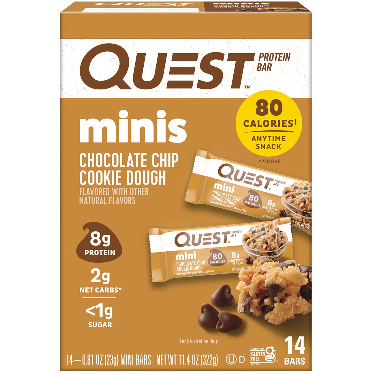Quest Minis 8g Protein Bars - Chocolate Chip Cookie Dough - Shop ...