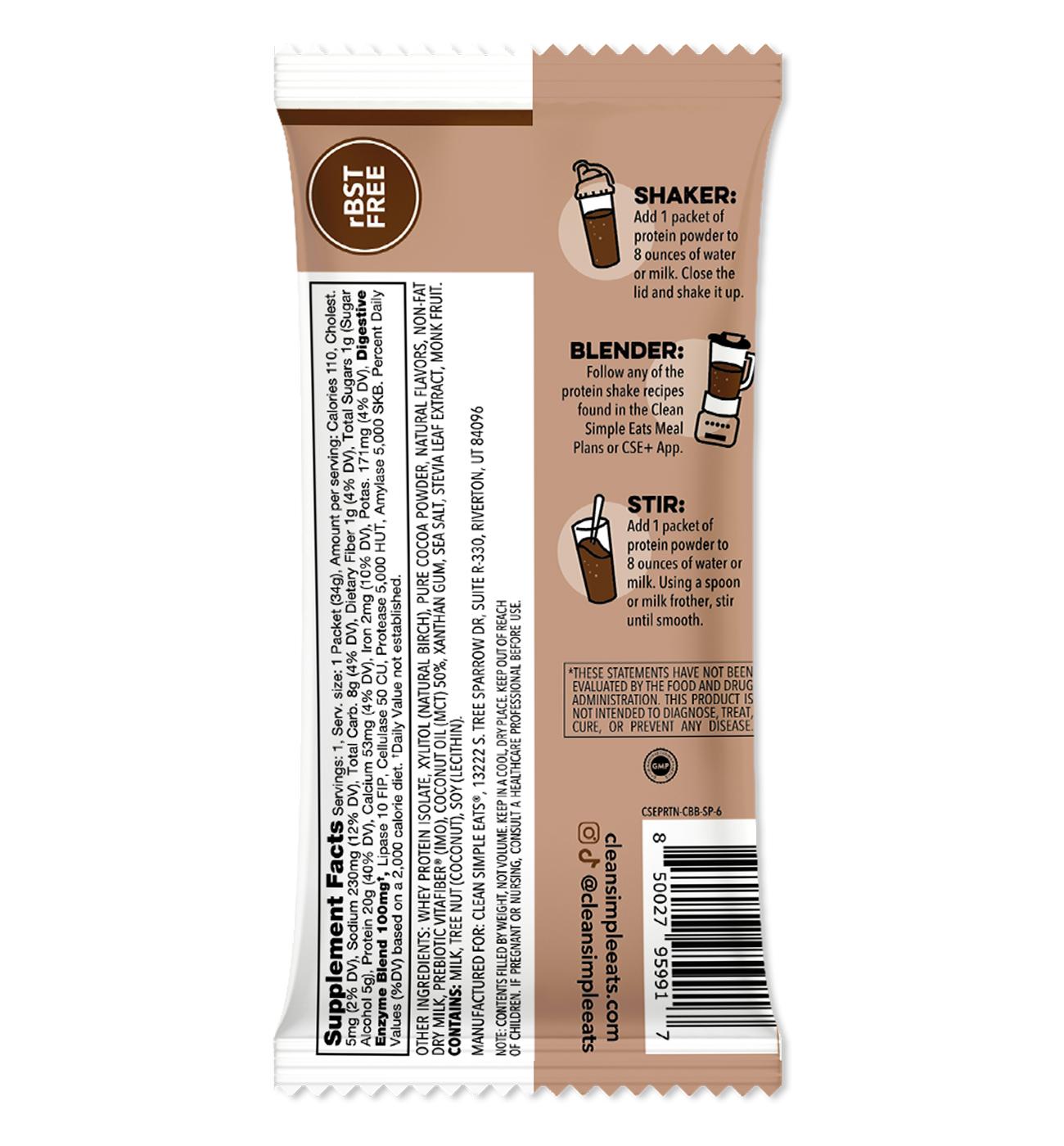 Clean Simple Eats 20g Protein Powder Packet - Chocolate Brownie Batter ...