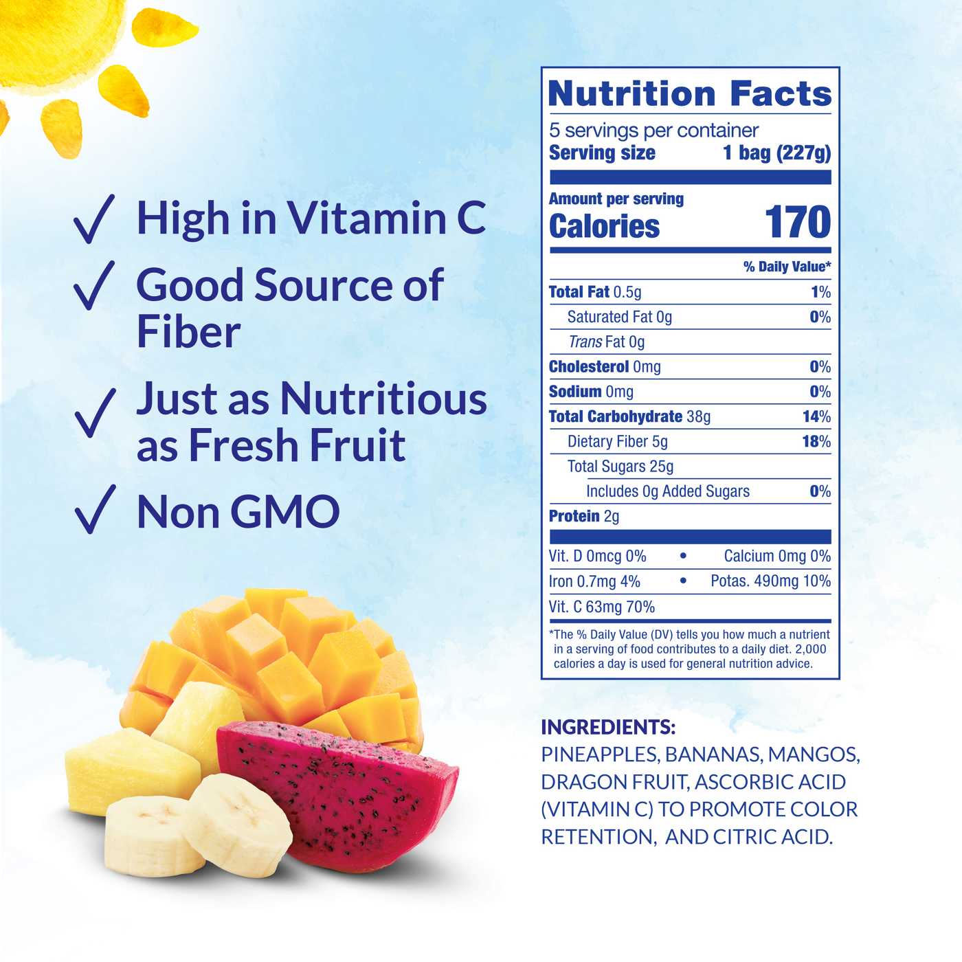 Dole Crafted Crafted Smoothie Tropical Fruit Blend with Dragon Fruit ...